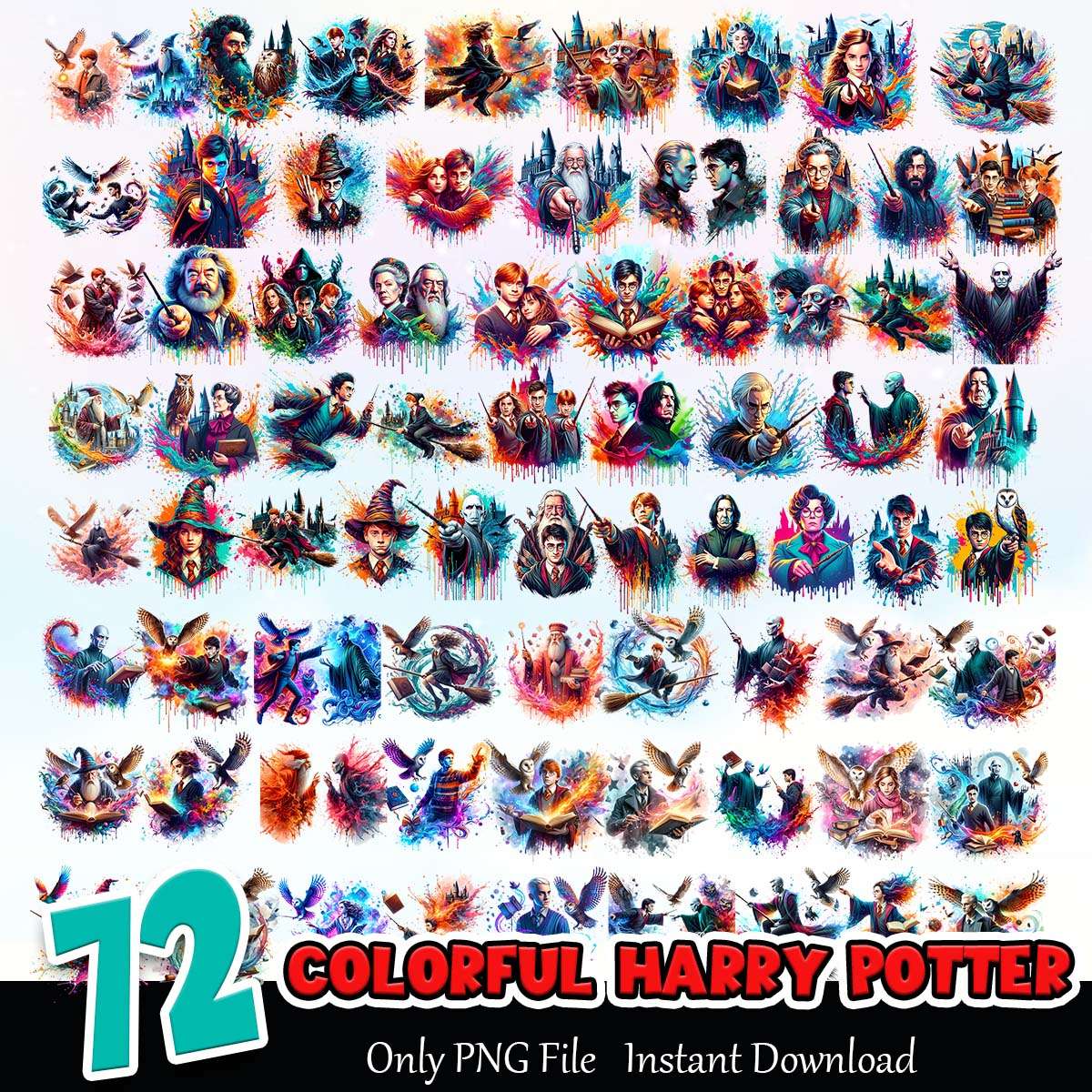 Colorful Harry Potter Bundle PNG Instant Download