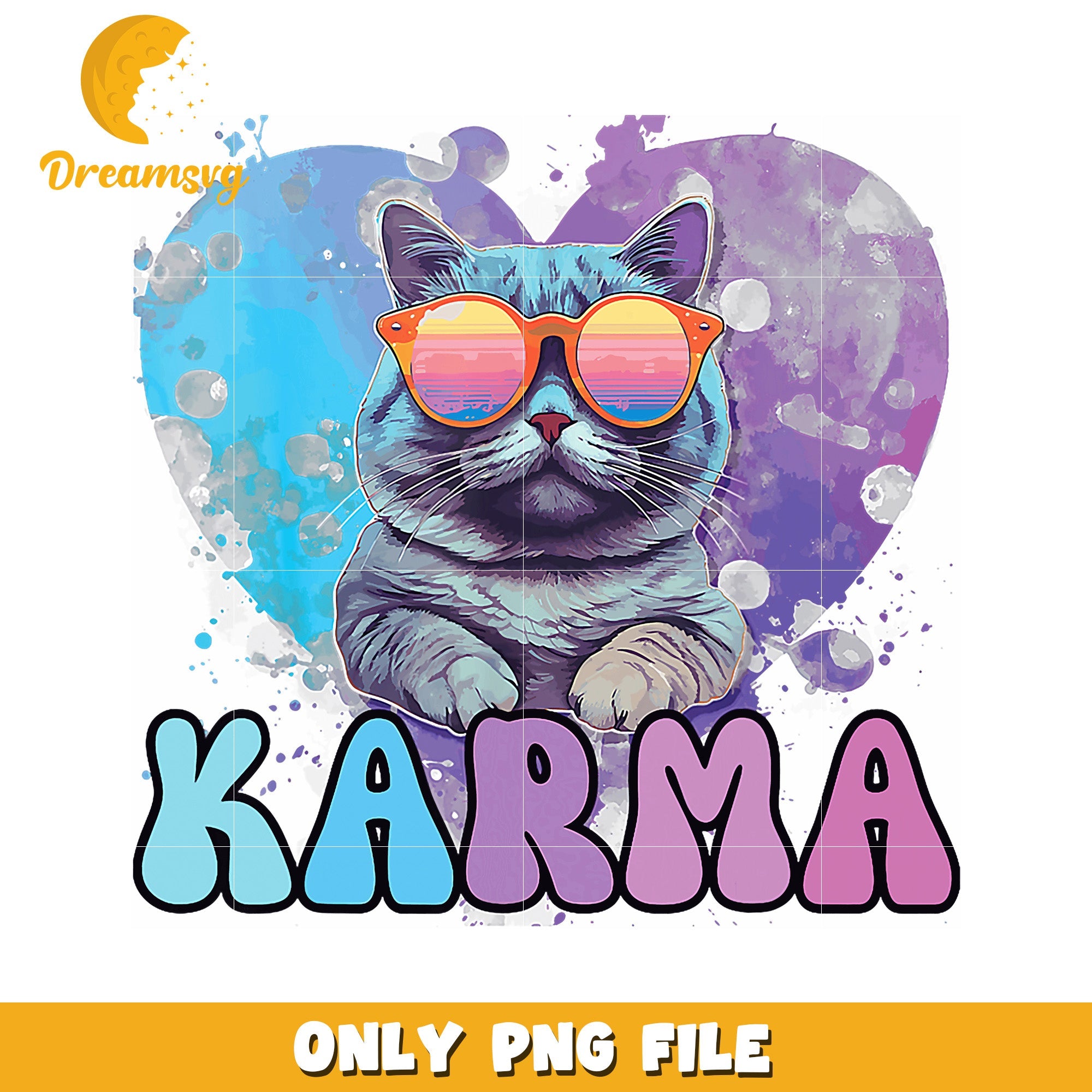 Cool Cat Karma PNG Sublimation Design