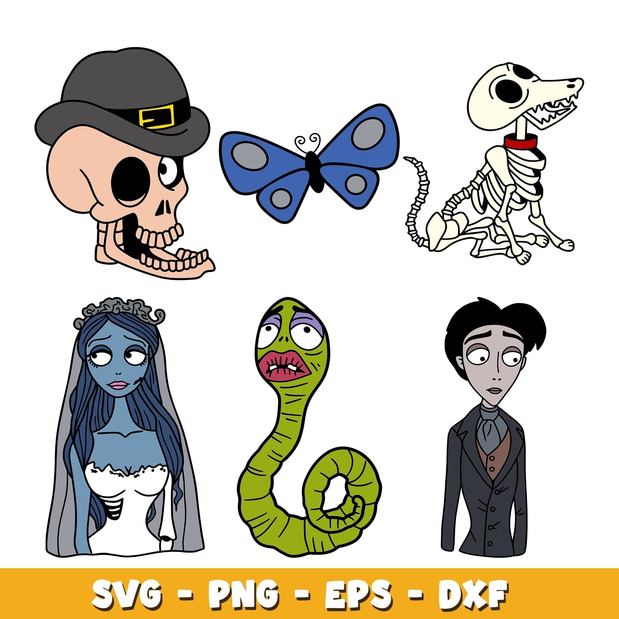 Corpse Bride Budle characters svg, Corpse Bride bundle svg, movie svg