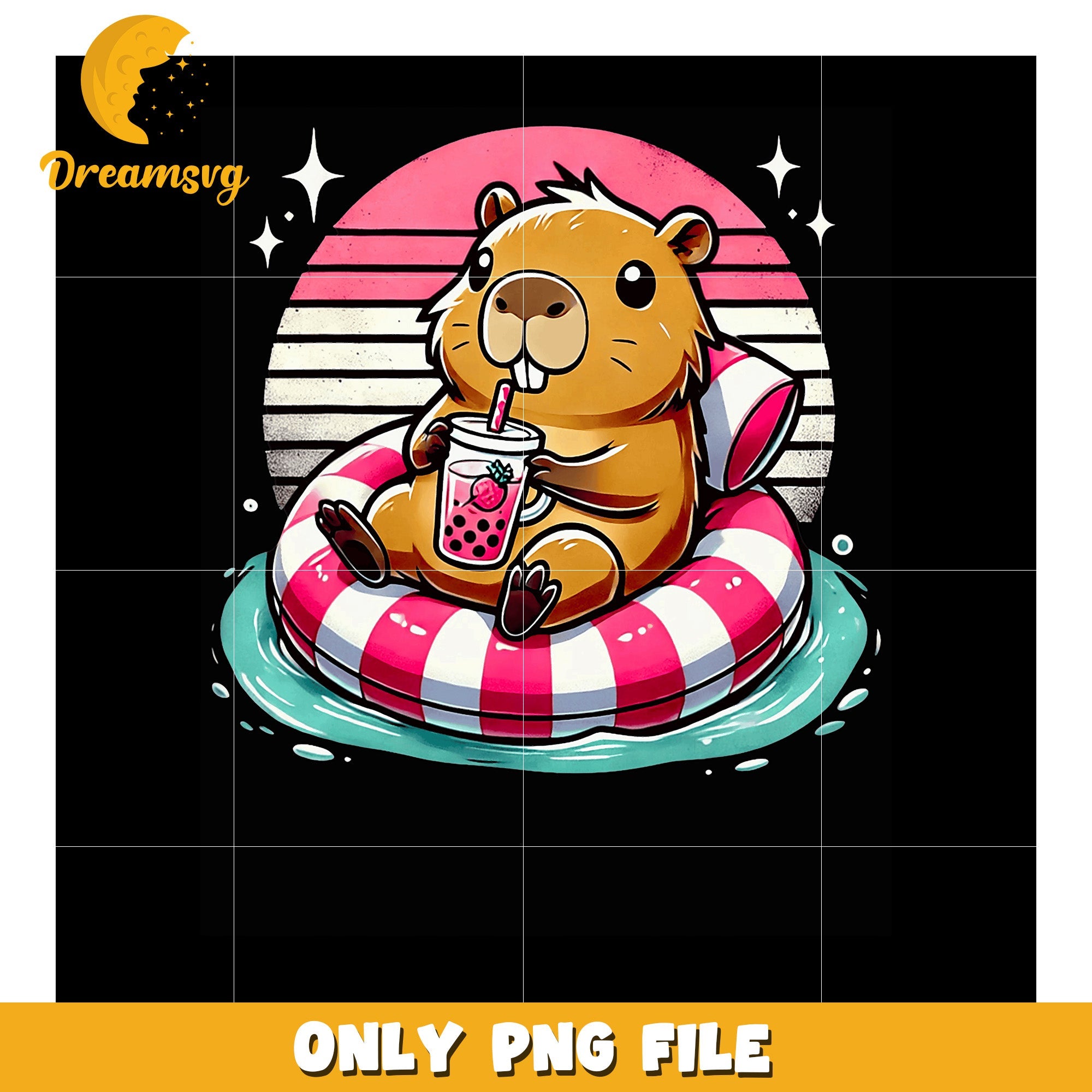 Cute Beaver Summer Drink PNG