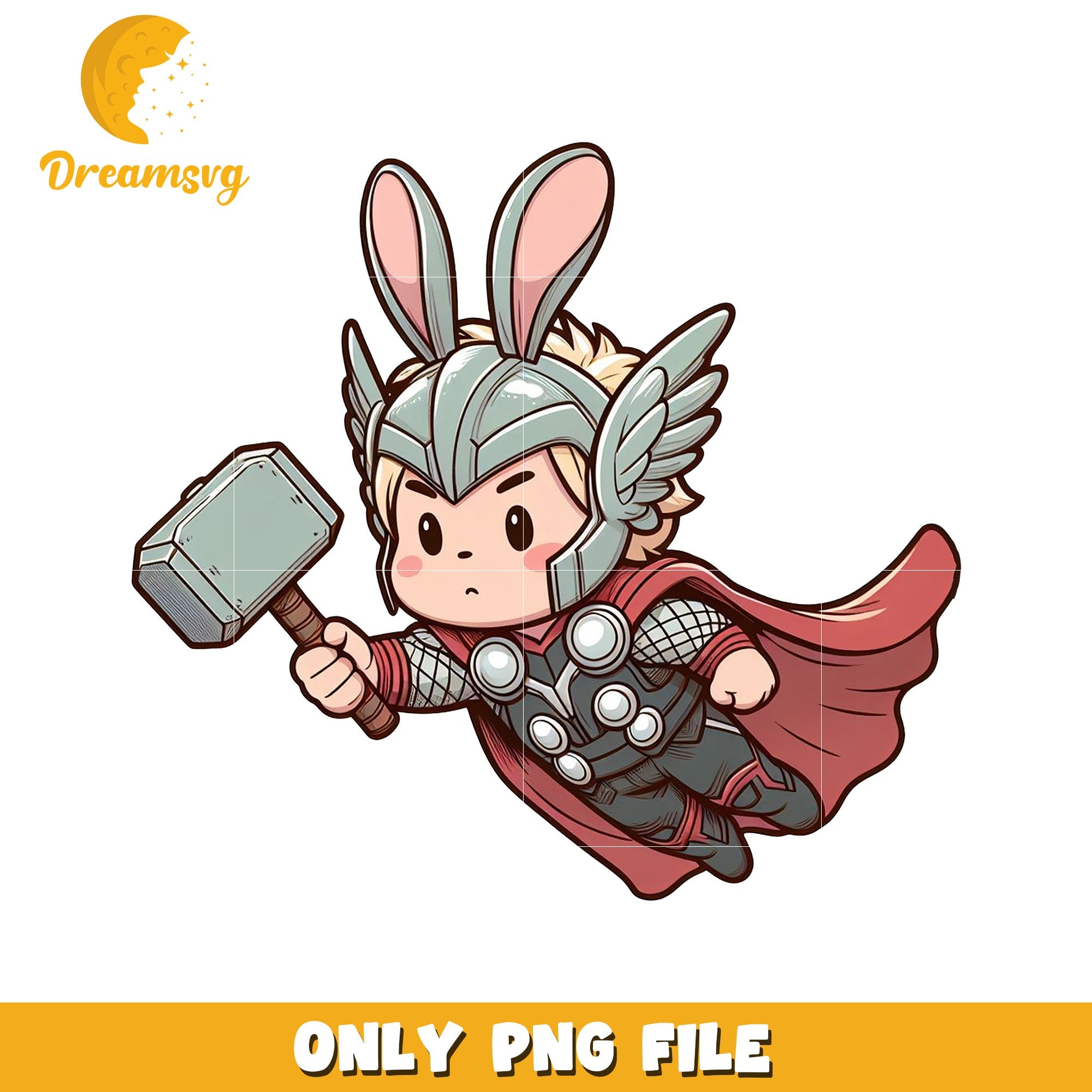 Cute Cartoon Thor Bunny Character PNG File Download – Printy Studio