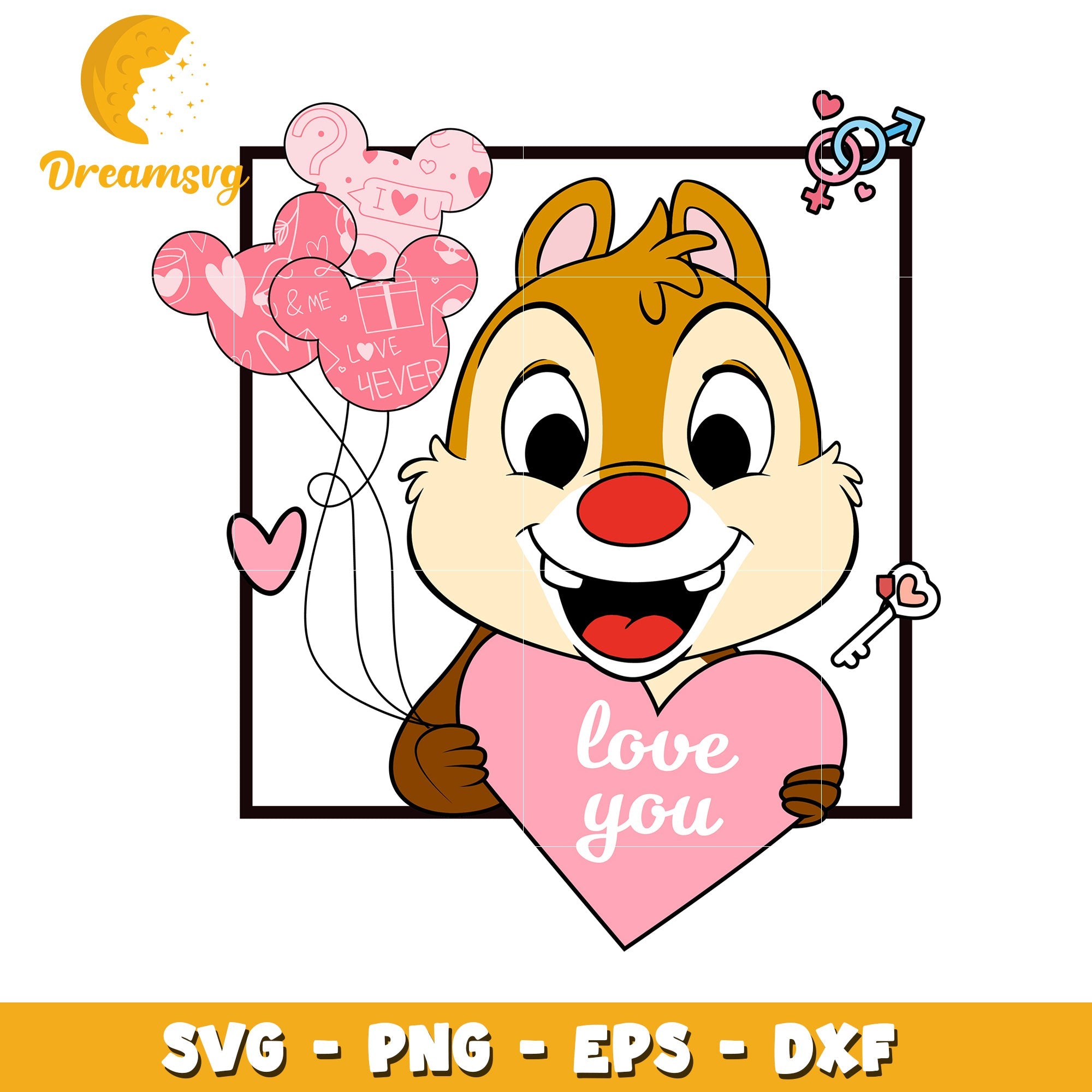 Cute Chipmunk Valentine SVG PNG EPS DXF – Printy Studio