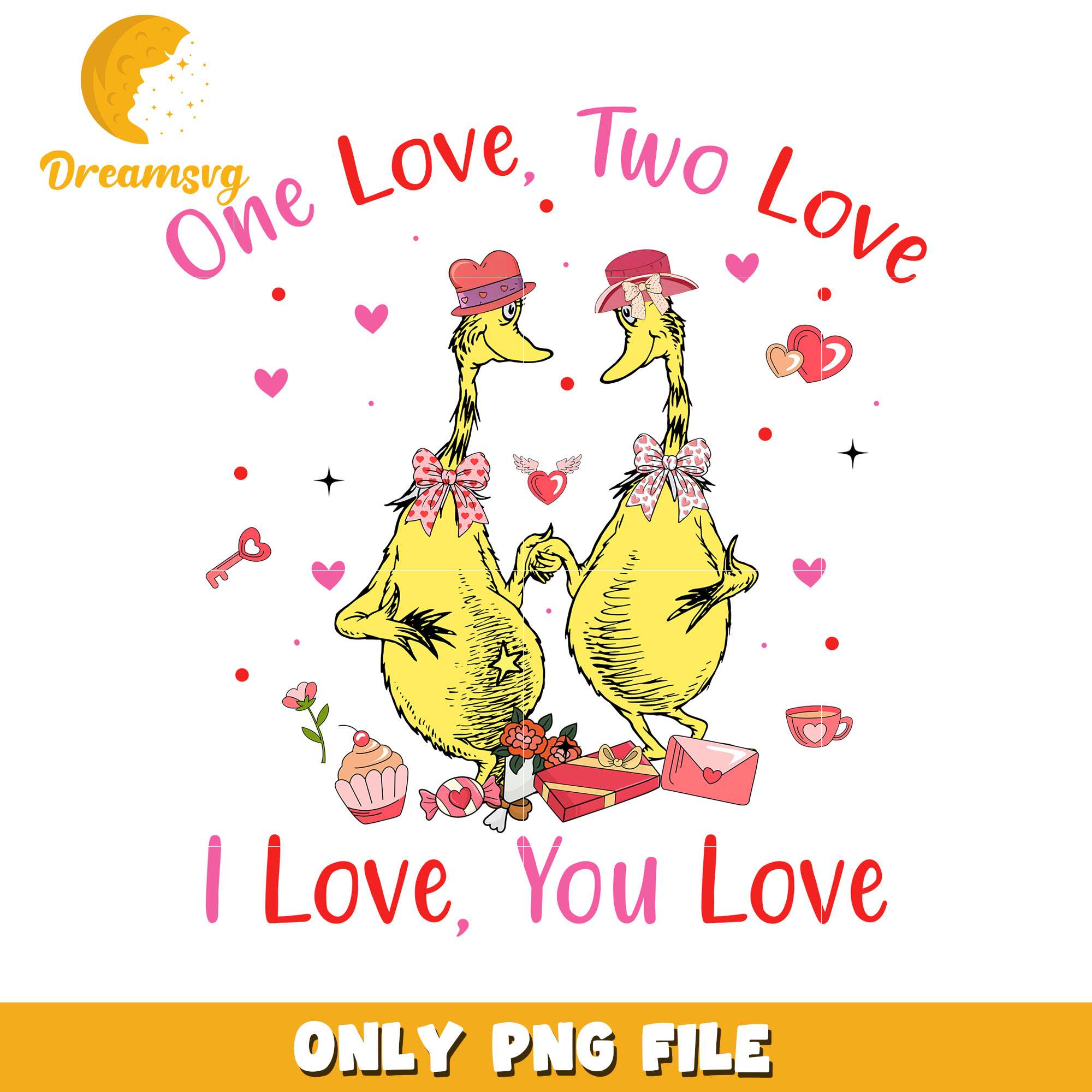 Cute Duck Couple Love PNG Design for Valentine's Day Gift