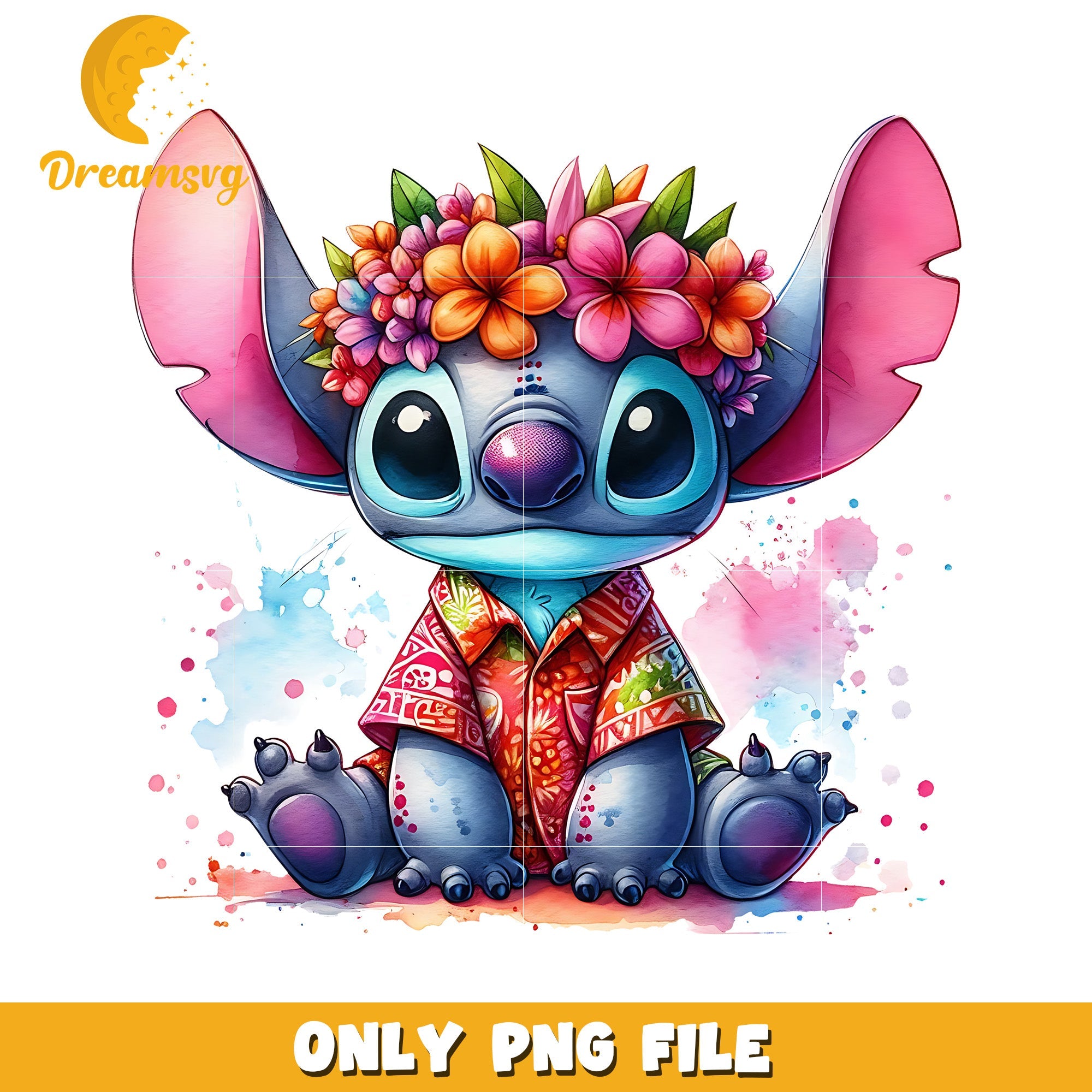 Cute Floral Stitch Character PNG File for Downloads