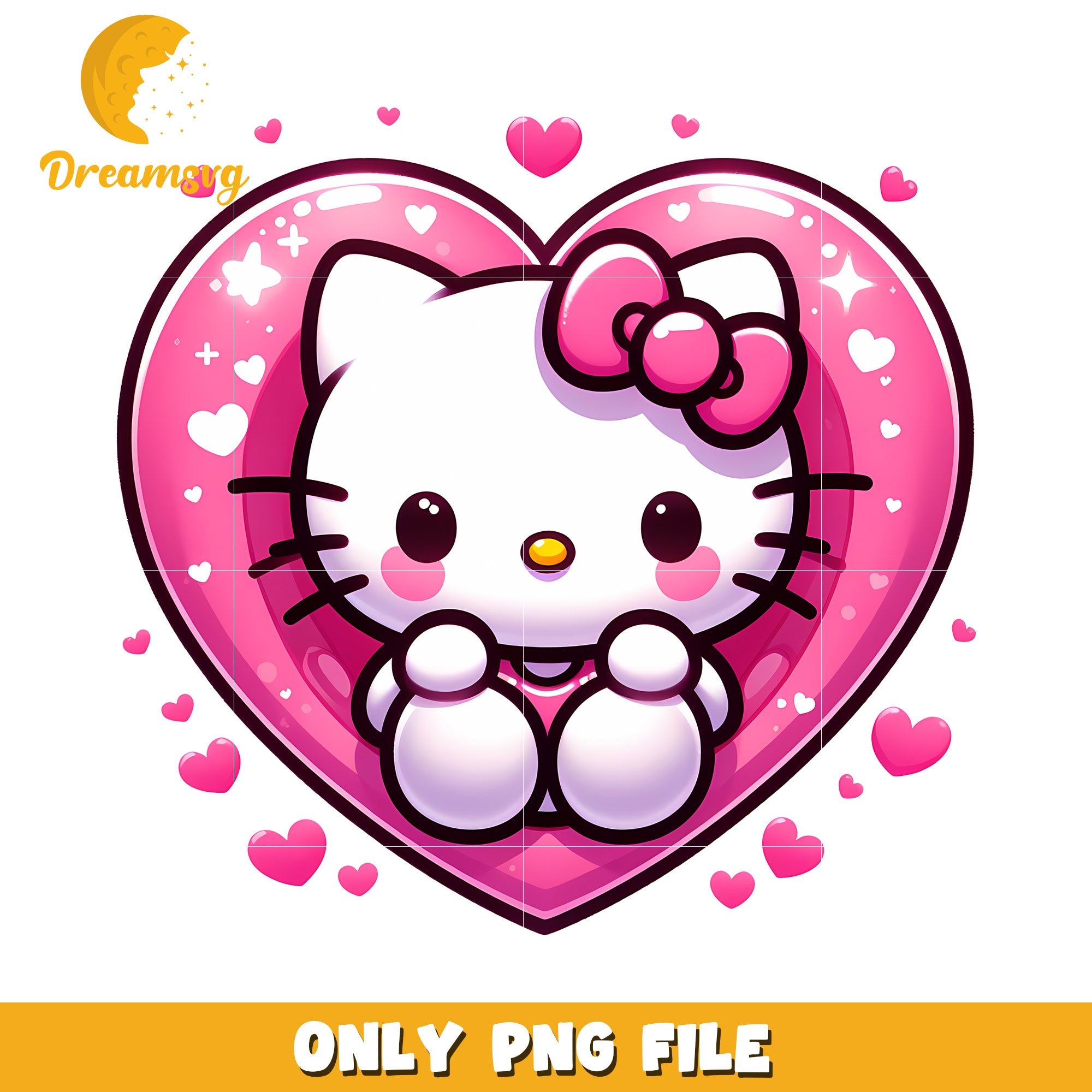 Cute Hello Kitty Heart PNG Love Graphic for Personal Use