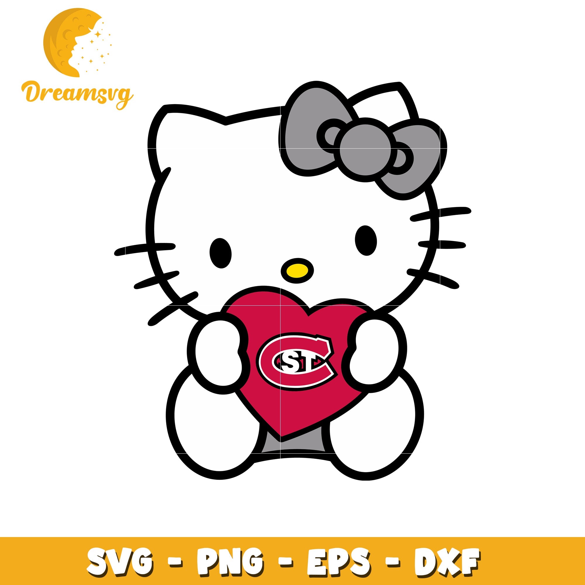 Cute Hello Kitty Heart SVG Design for Fans