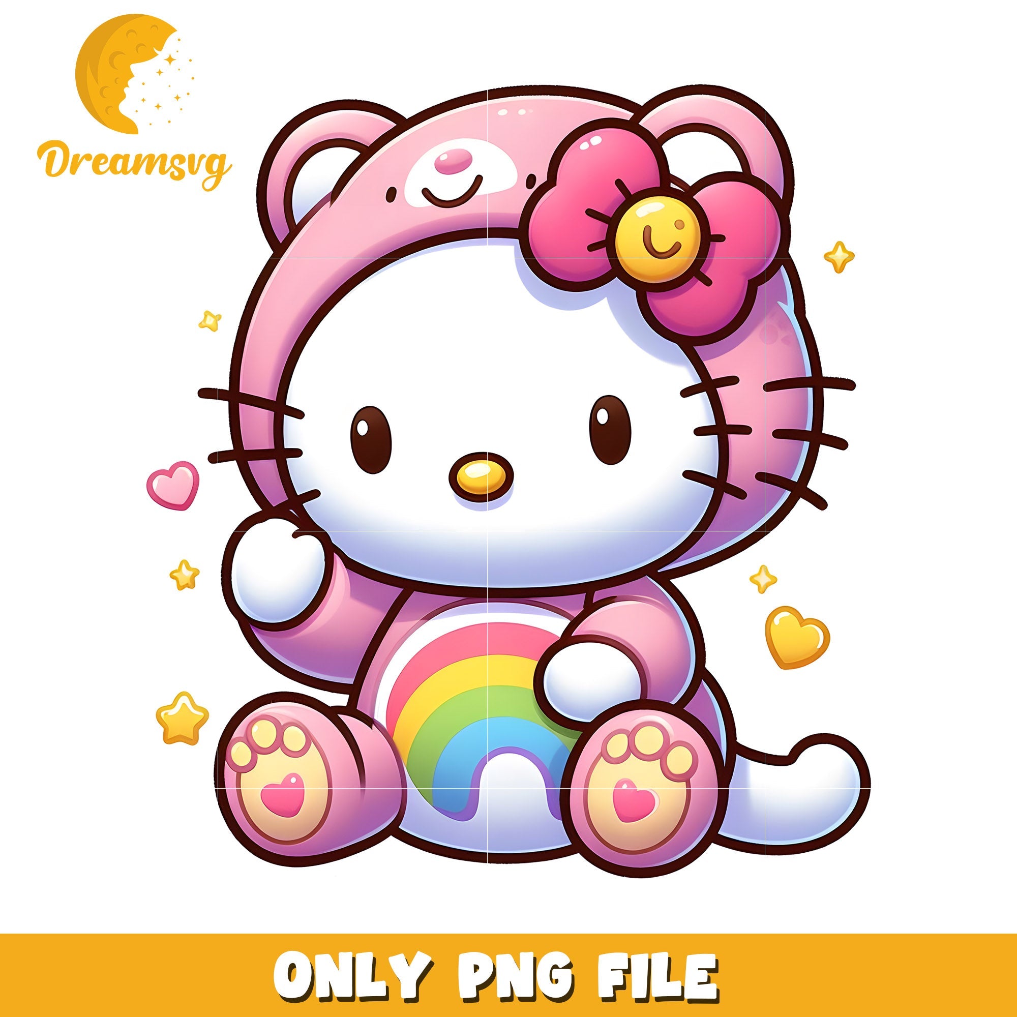 Cute Hello Kitty Rainbow Bear PNG