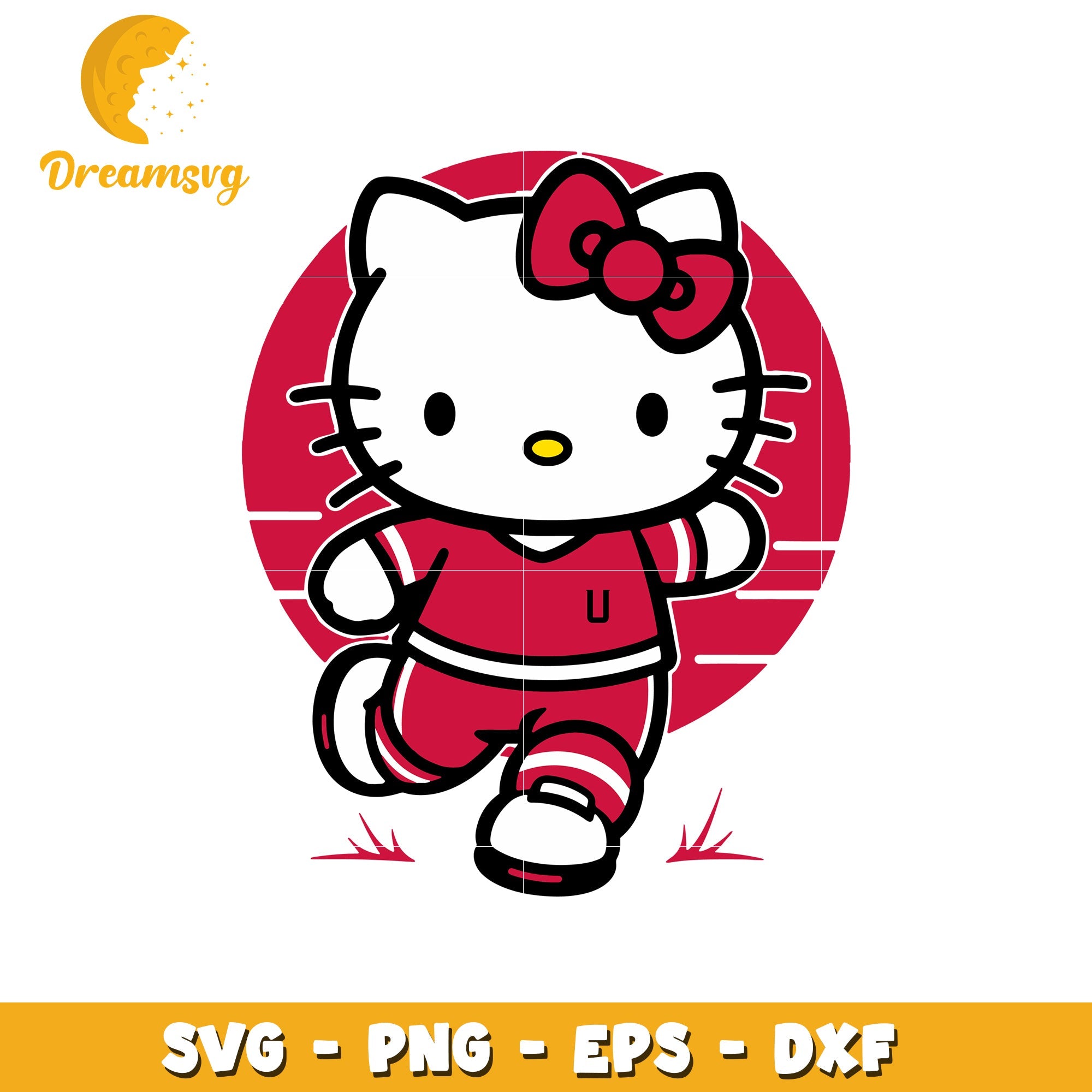 Cute Hello Kitty Running SVG Design for Kids Crafts