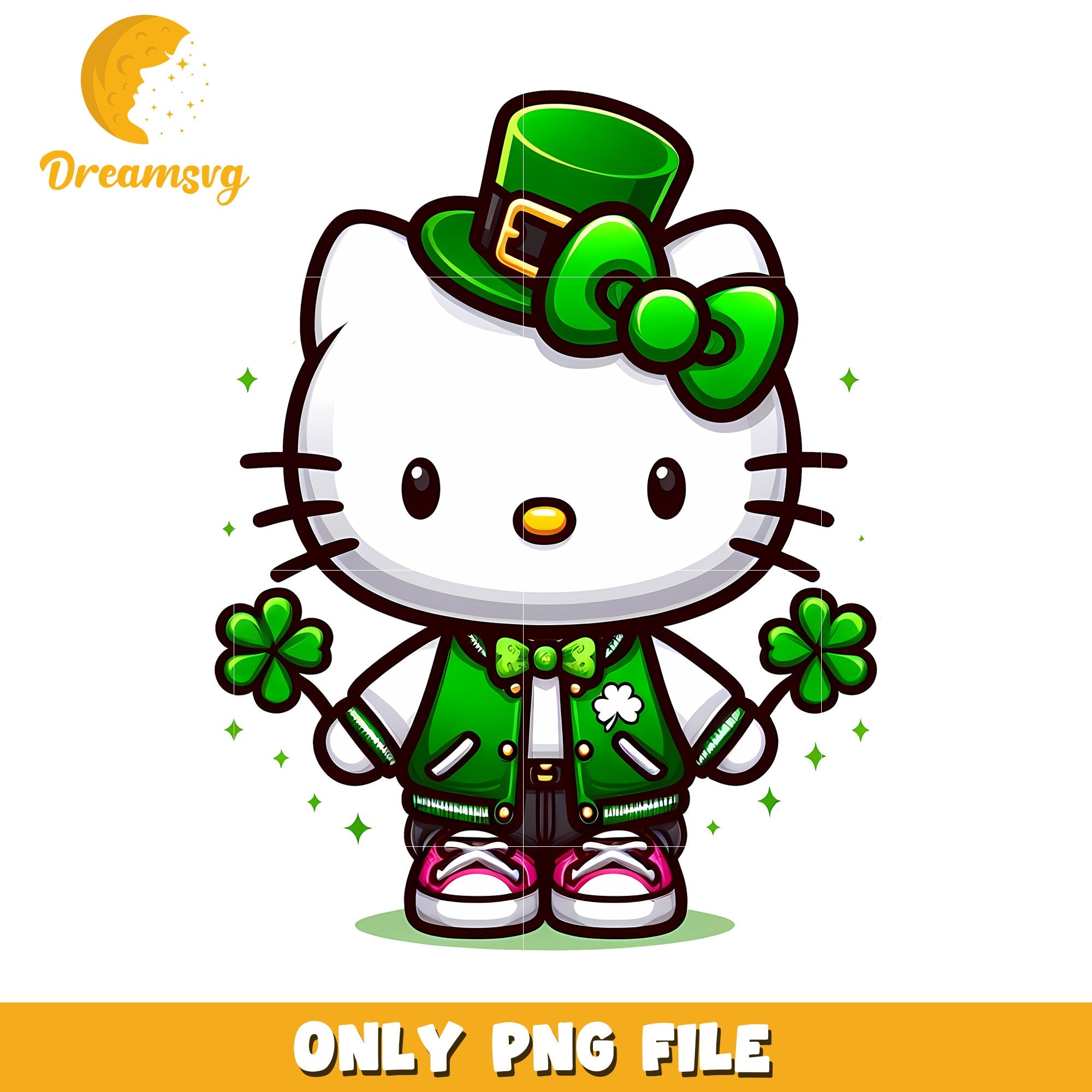 Cute Hello Kitty St Patrick's Day PNG File for Crafting Fun