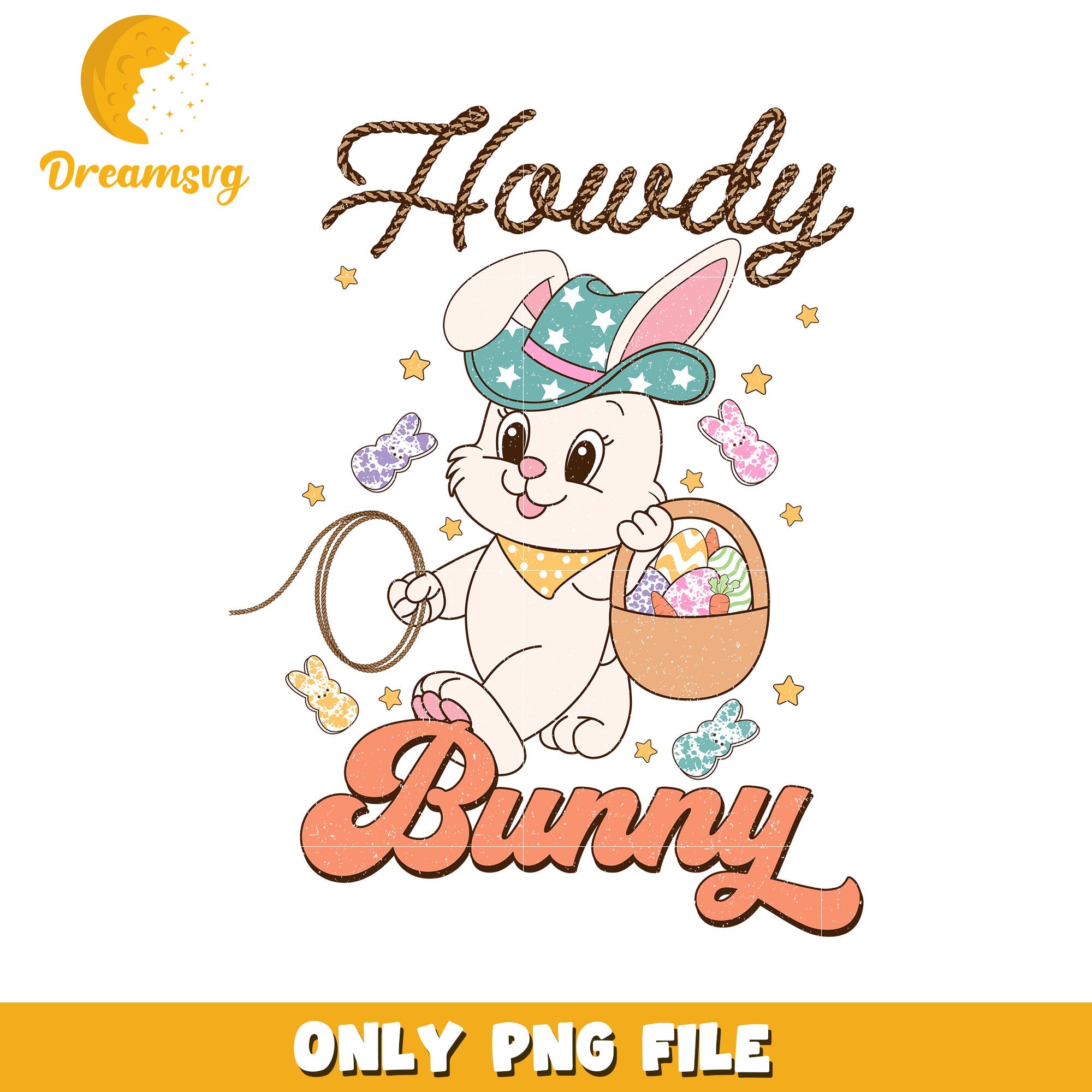 Cute Howdy Bunny Design for Easter Celebrations PNG