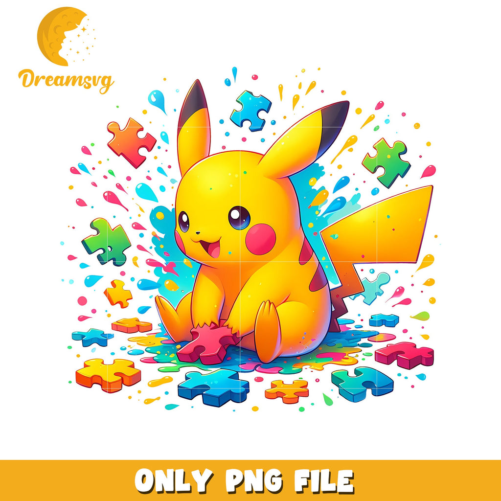 Cute pikachu autism png, autism awareness png, pokemon png