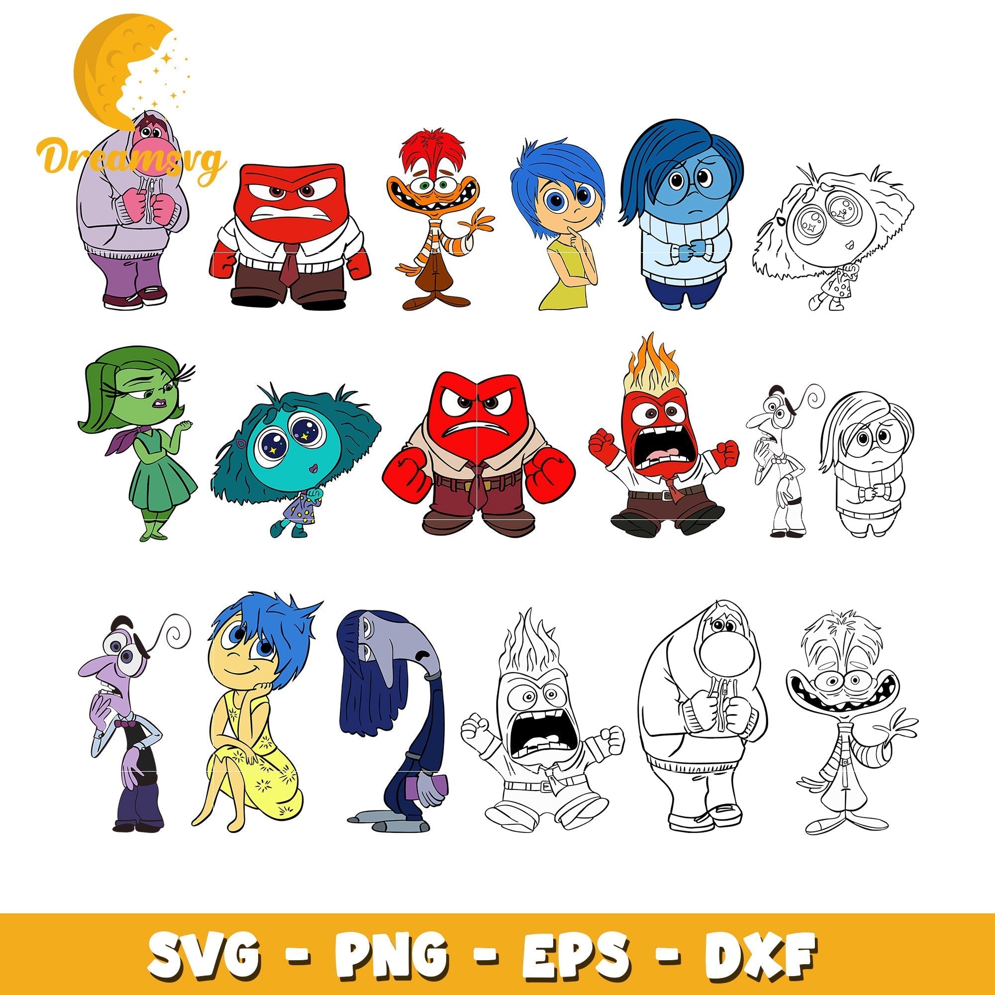 Member inside out 2 design bundle svg, inside out characters svg