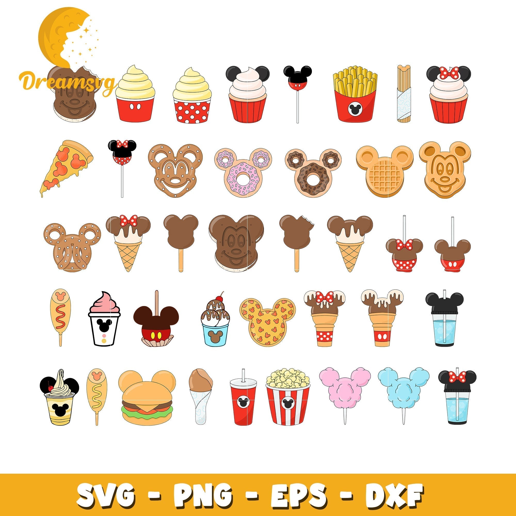 Snack goals disney bundle svg, disney snacks svg, mickey's cakes svg