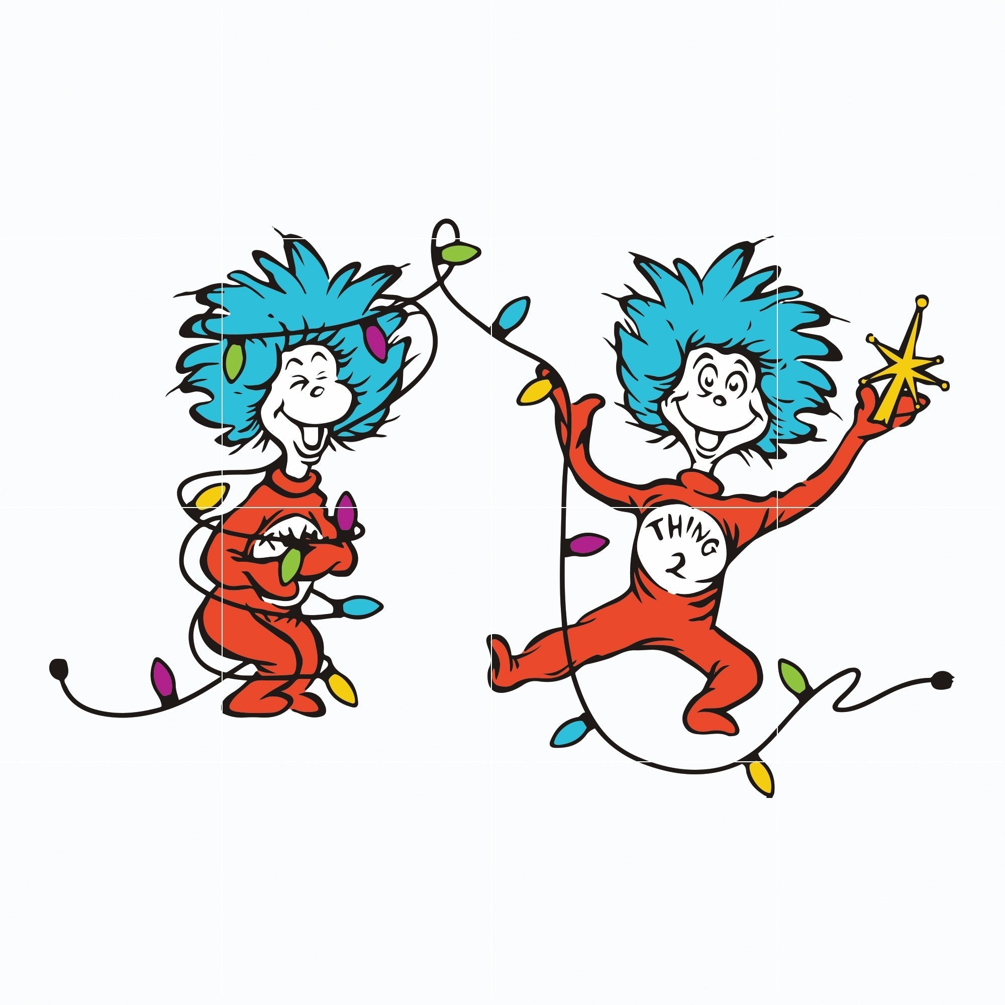 Dr seuss Christmas Thing Lights, Thing 1 Thing 2 svg, dr svg, png, dxf