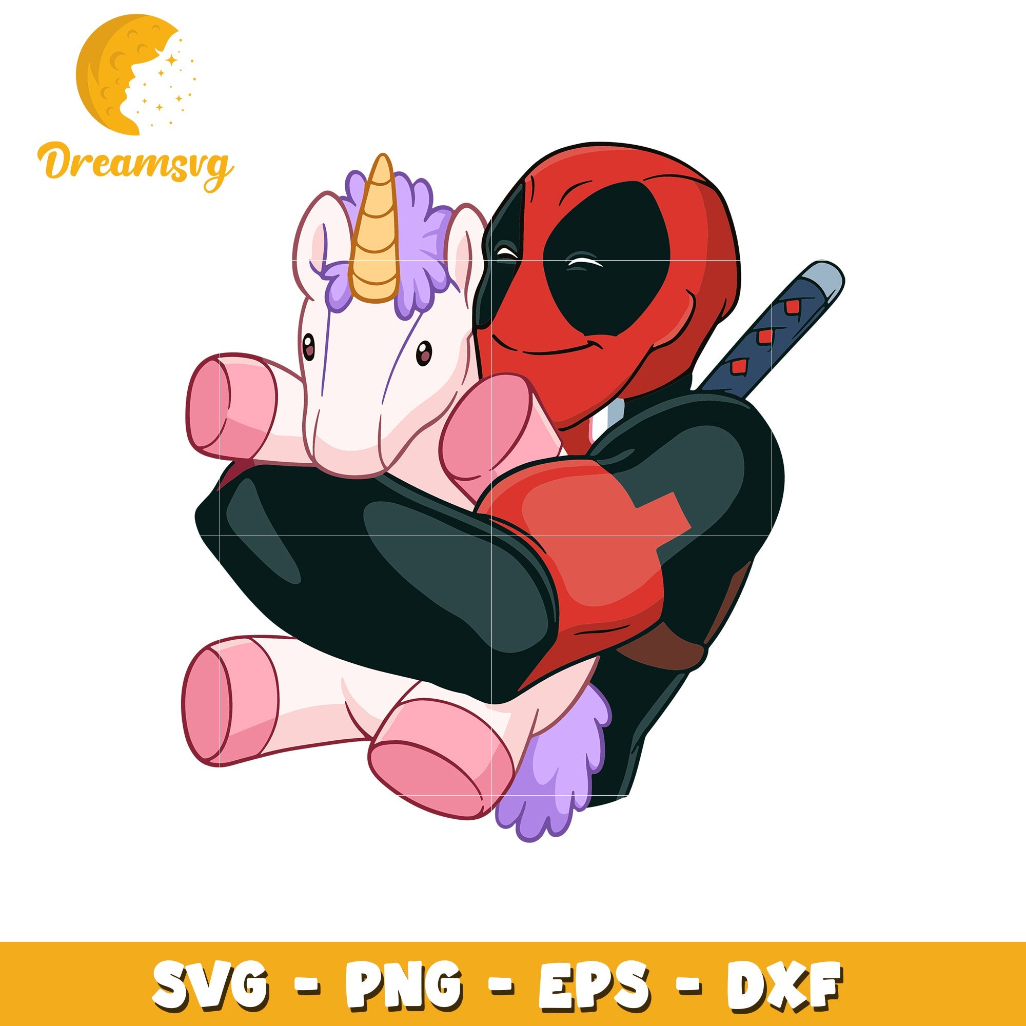 Deadpool Hugging Unicorn, SVG PNG EPS DXF Files