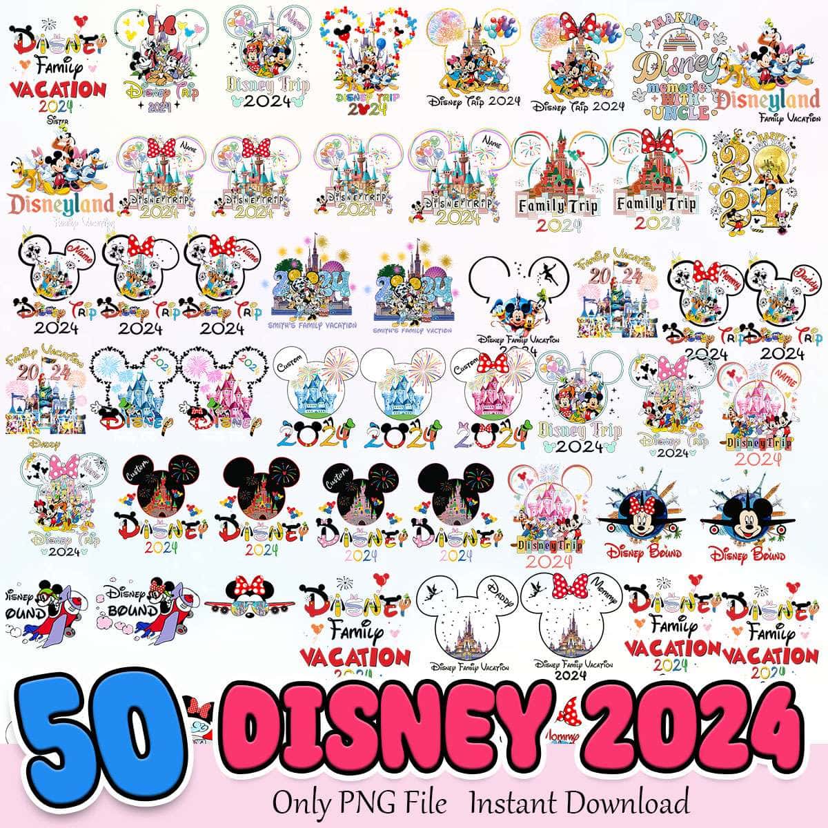 Disney 2024 Bundle PNG 50+ Disney Castle Trip PNG Instant Download