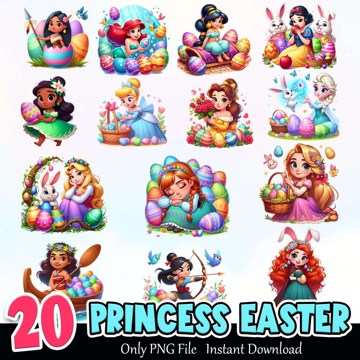Disney Princess Easter Bundle PNG Instant Download