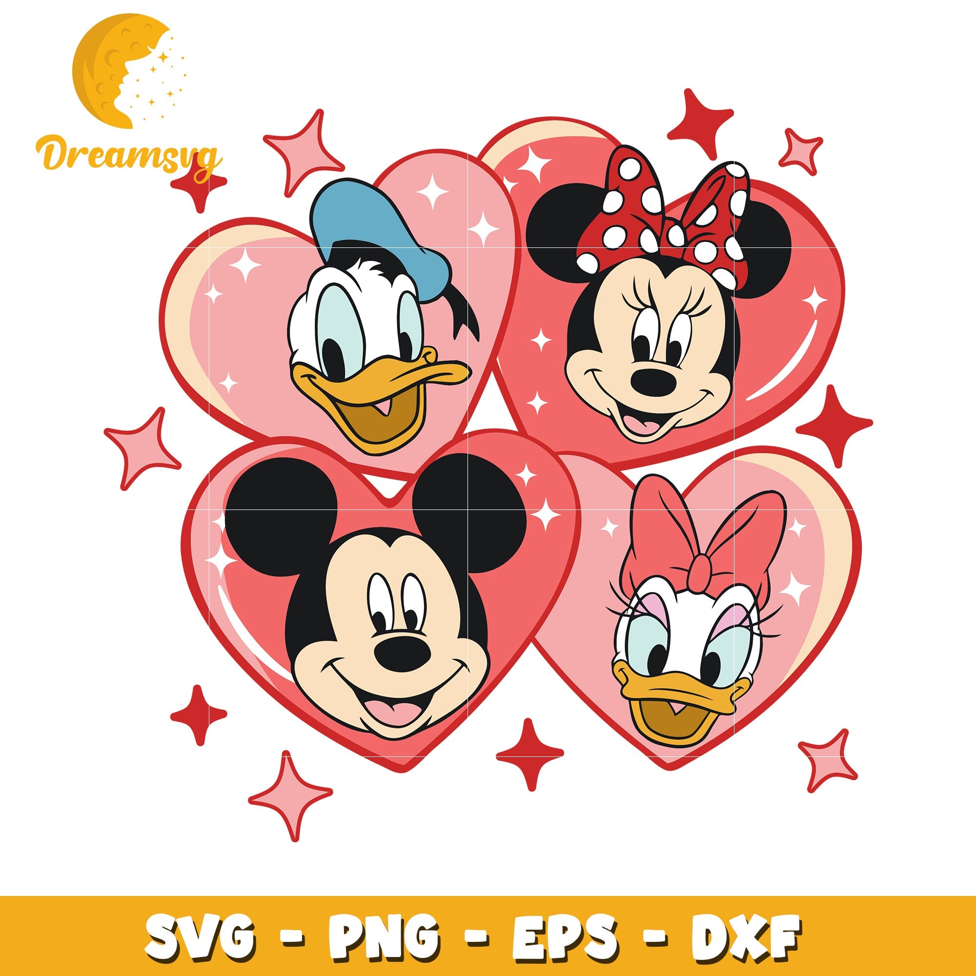 Disney Hearts SVG PNG EPS DXF Cut Files