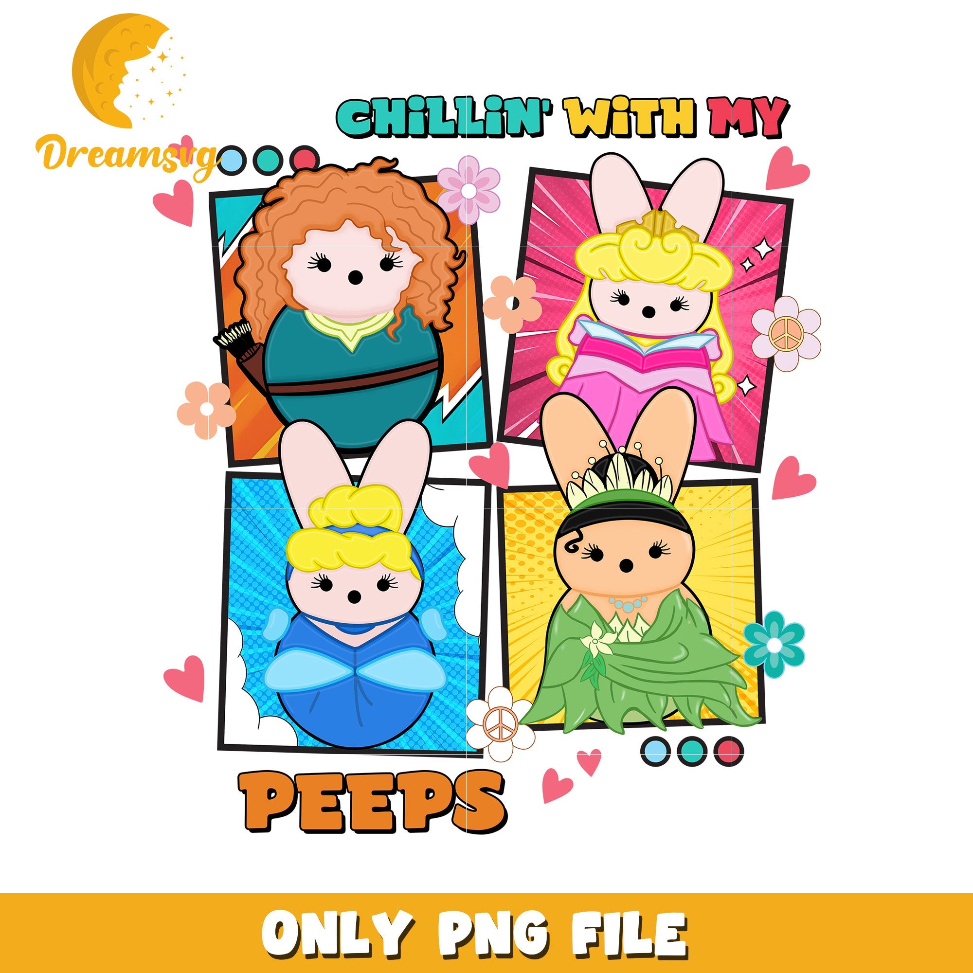 Disney Princess Peeps PNG Cute Cartoon Design