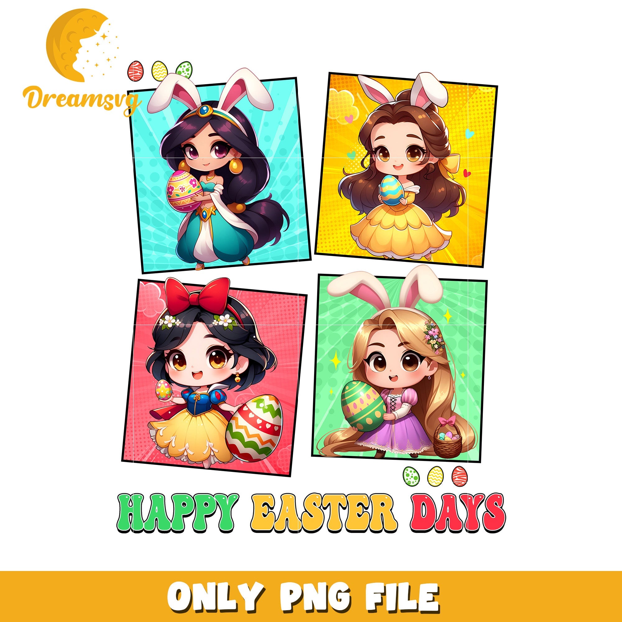 Disney Princesses Easter PNG Cute Bunny Design