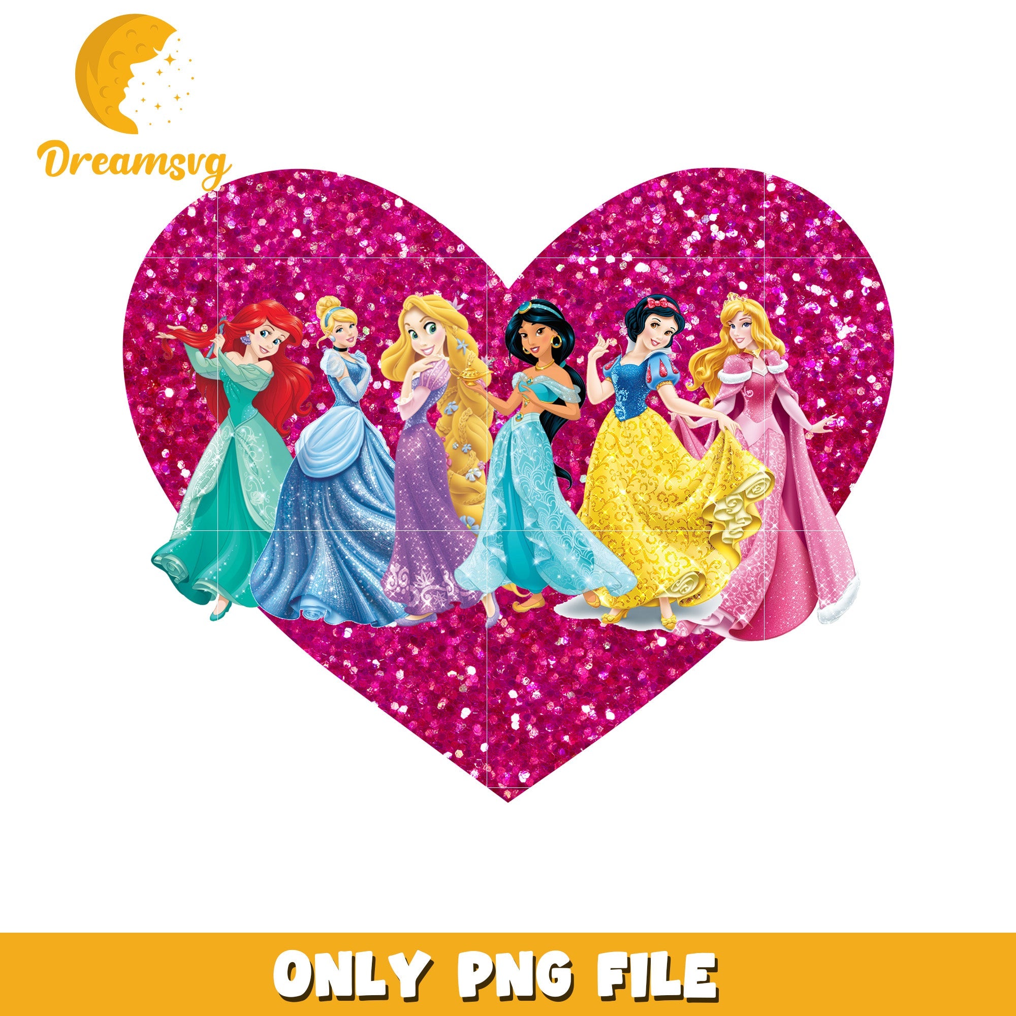 Disney Princesses Heart PNG File for Craft Projects
