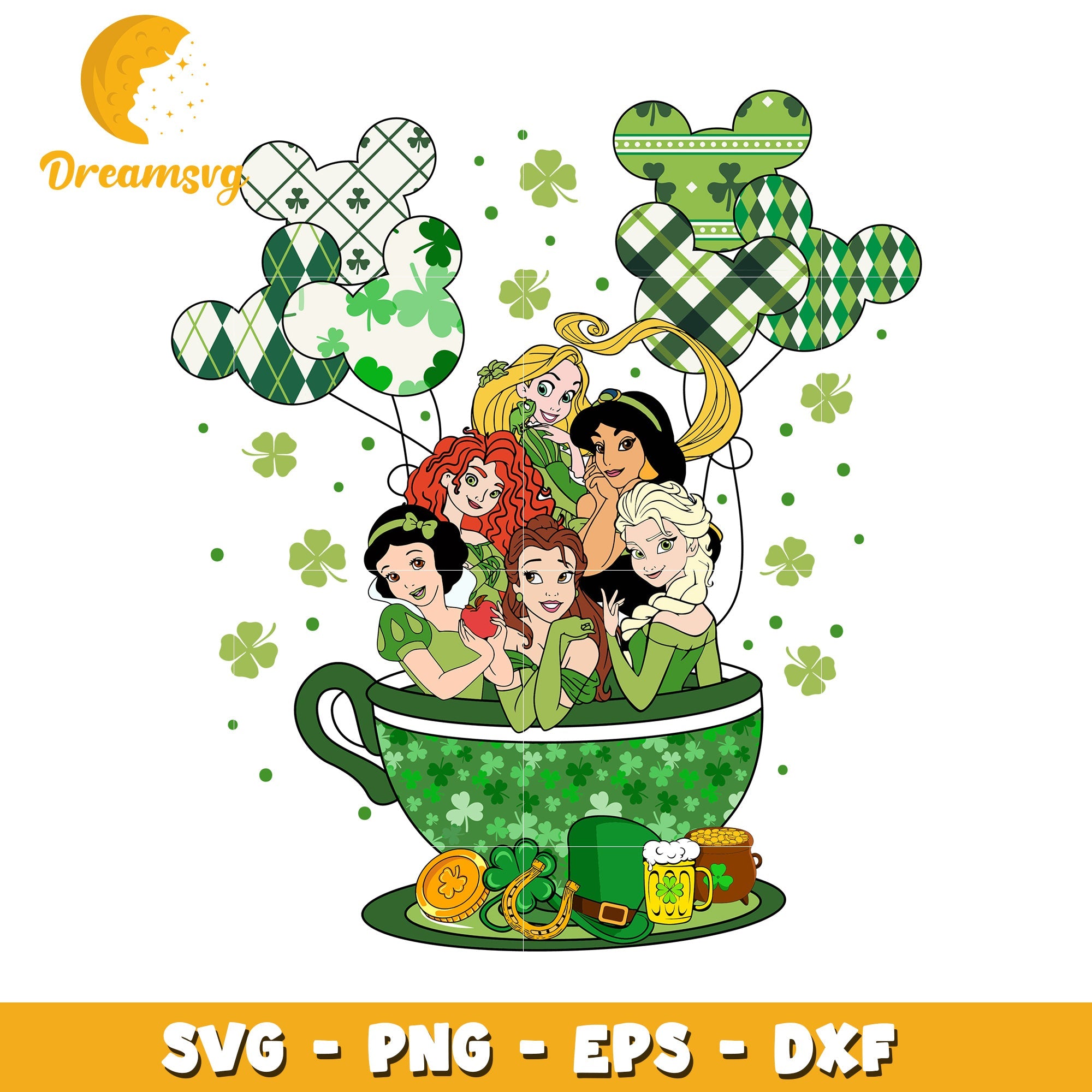 Disney Princesses St Patricks Day SVG