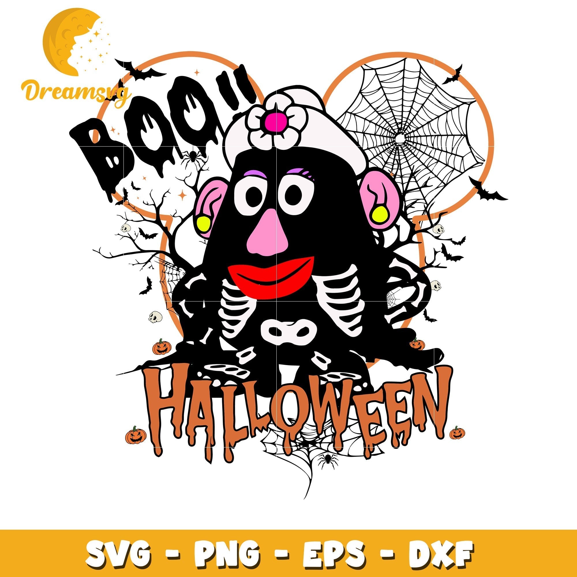 Disney halloween boo Mrs Potato svg, Disney friends halloween vibes sv