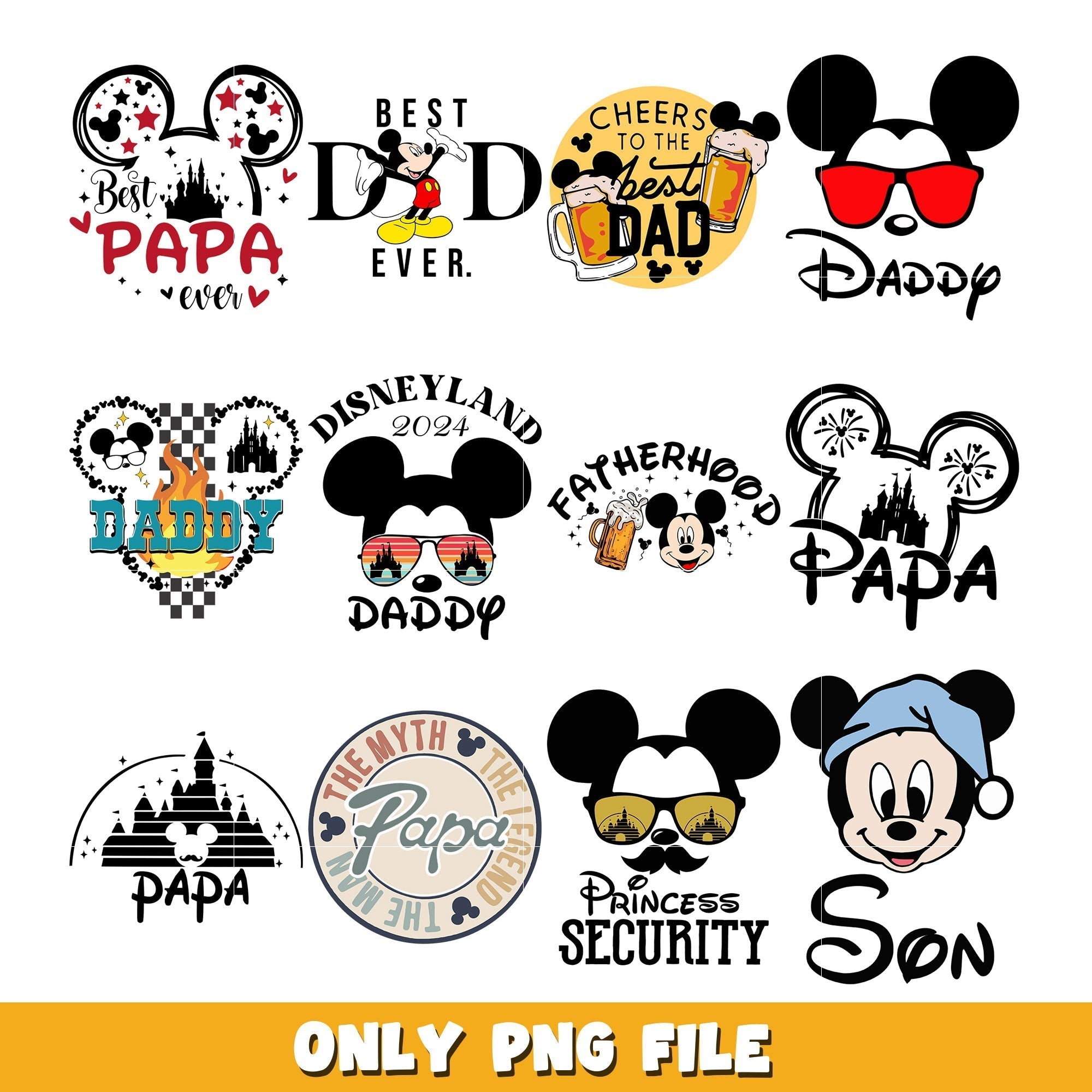 Mouse dad bundle png, Disney cartoon png, Digital download