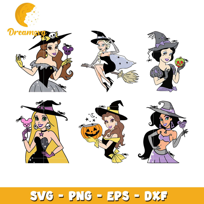 Disney princess characters witch svg, disney halloween svg