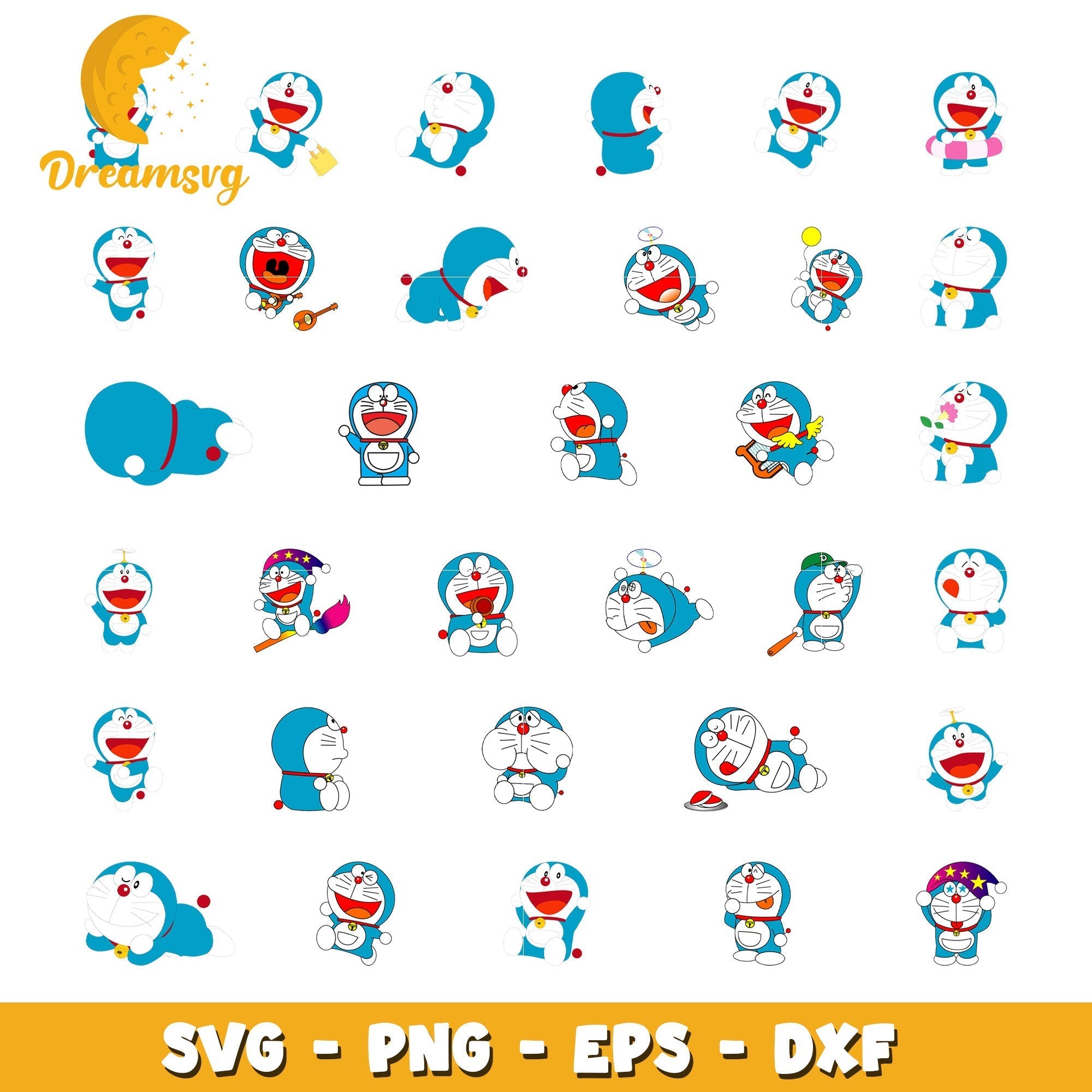 Doraemon cartoon character design bundle svg, doraemon svg