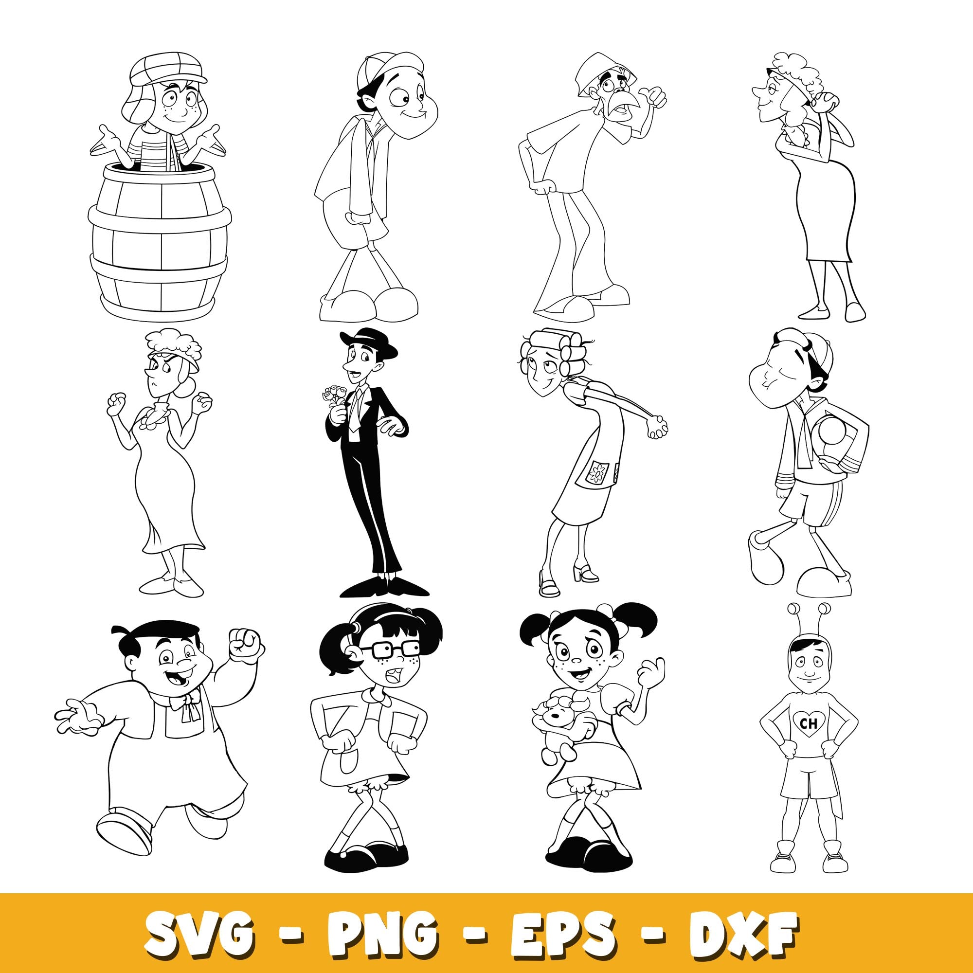 El Chavo Animado coloring svg, El Chavo bundle svg, cartoon svg