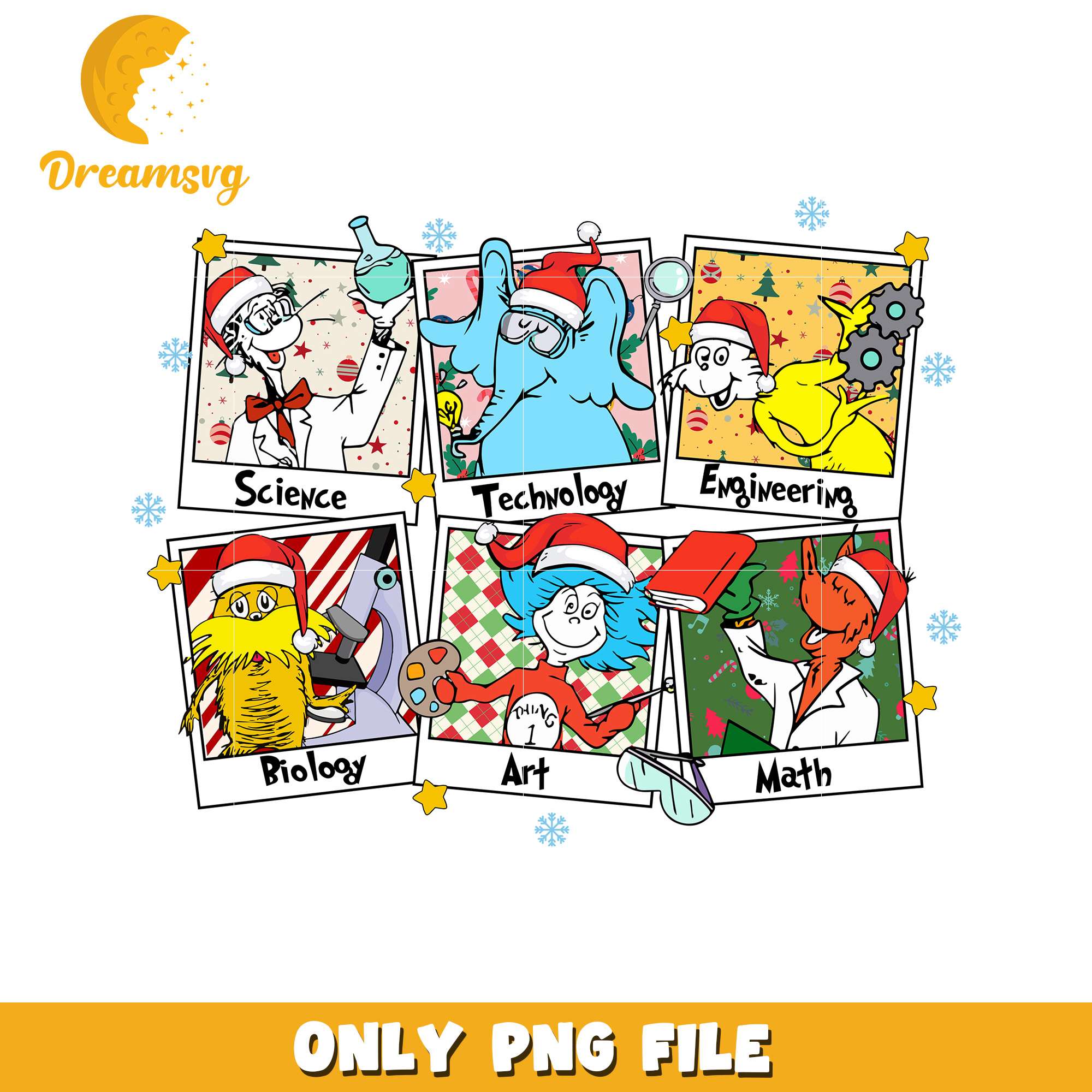 Fun Educational Science Themed PNG with Holiday Characters