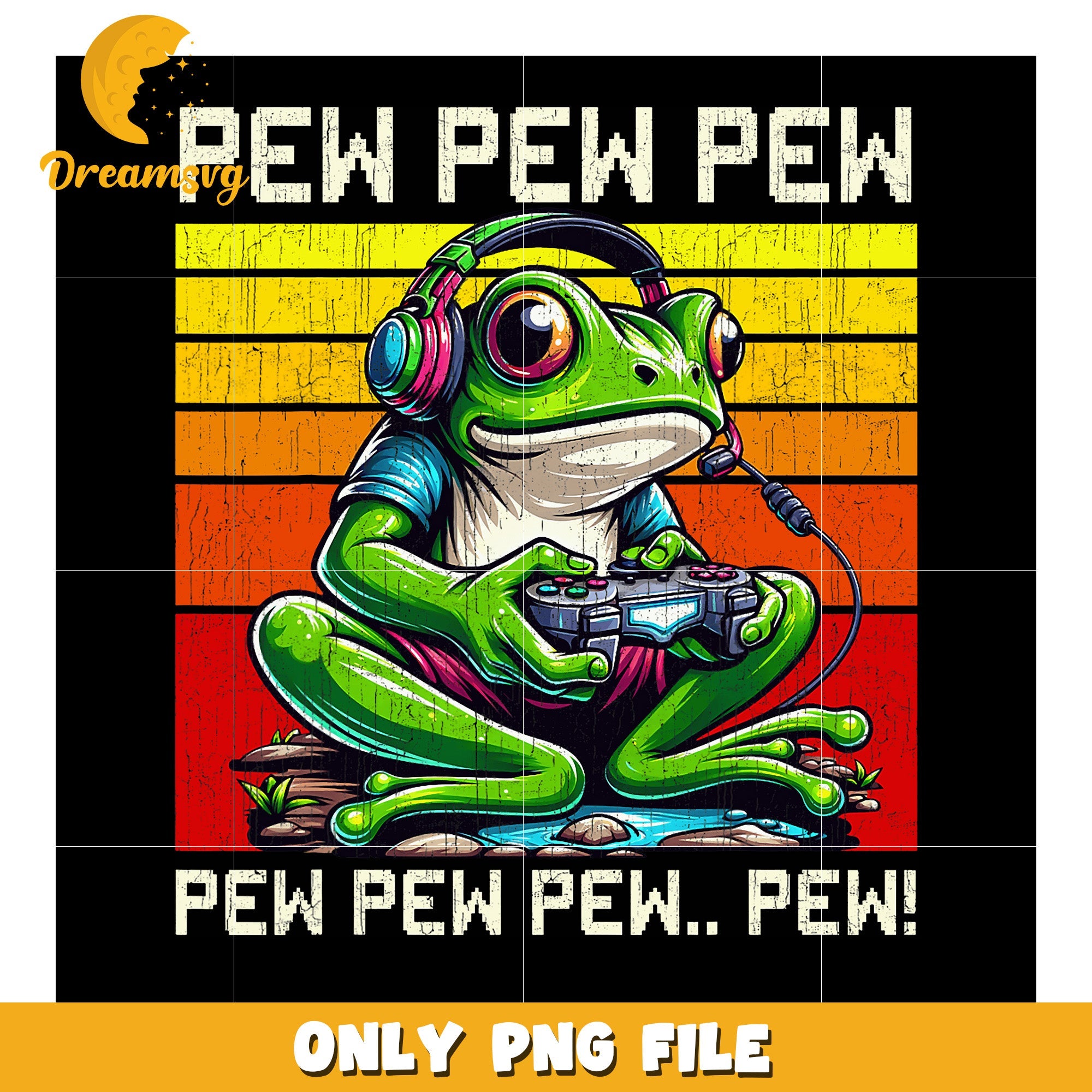 Gamer Frog Pew Pew PNG Design