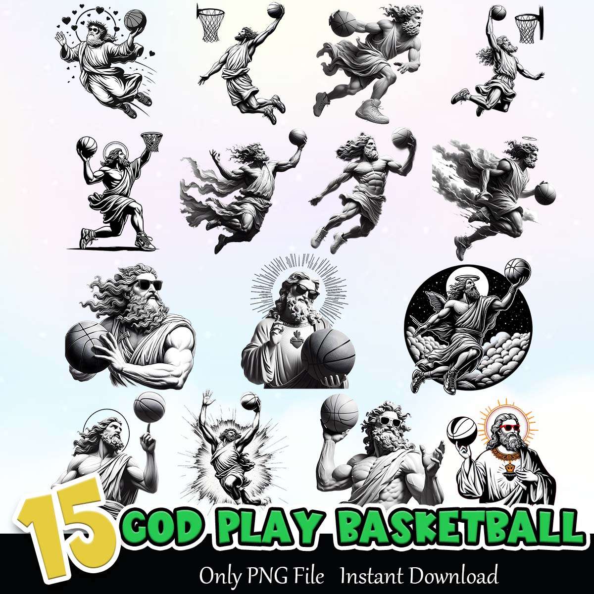 God Play Basketball Bundle PNG Instant Download