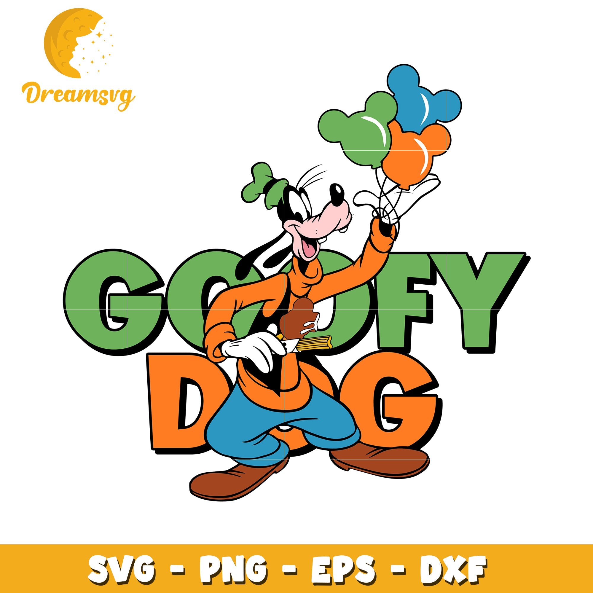 Goofy Dog SVG PNG EPS DXF Cut File