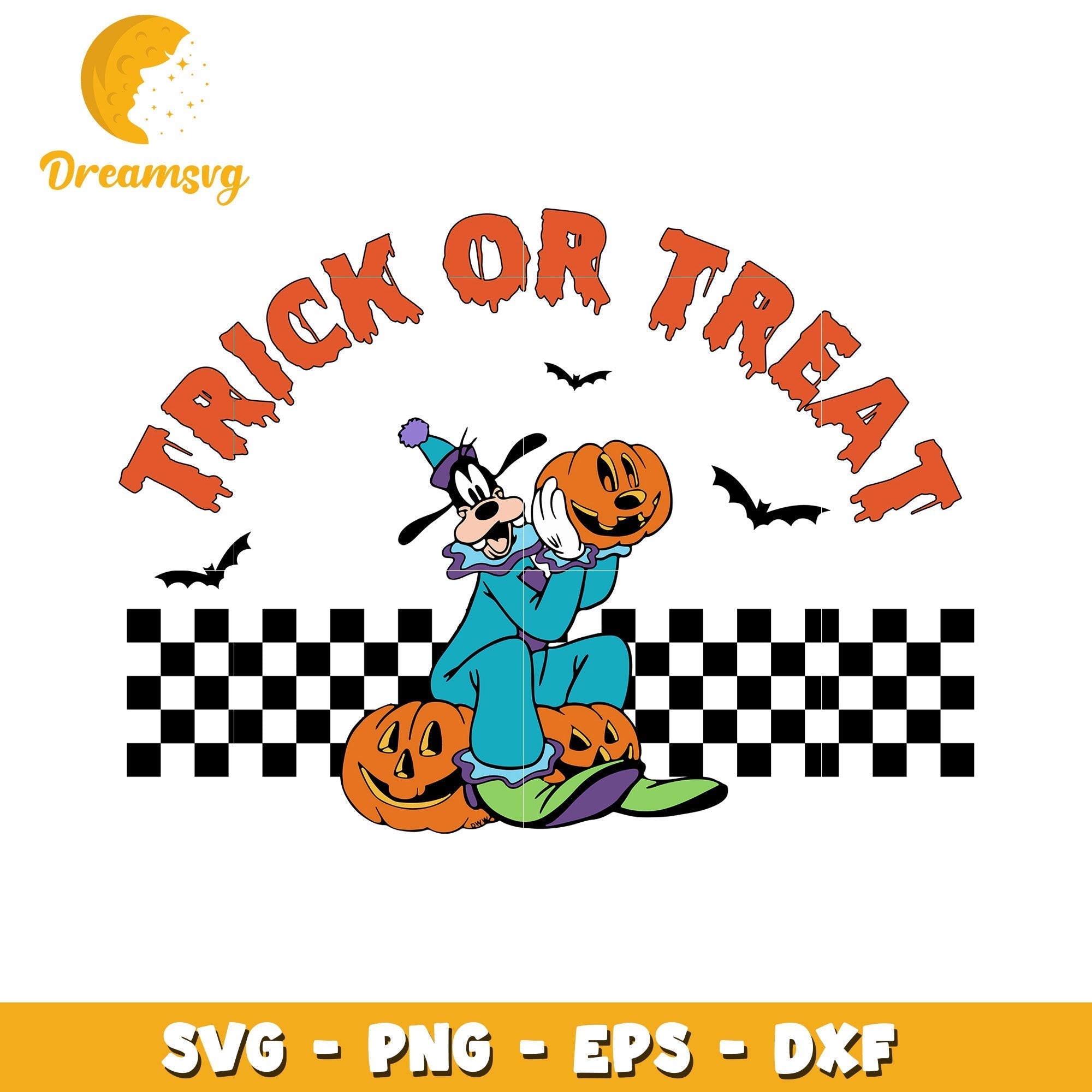 Goofy trick or street halloween svg, Disney friends halloween vibes sv