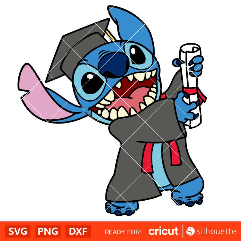 Graduate Stitch Svg, Stitch Graduation Svg Cricut, Silhouette Vector C