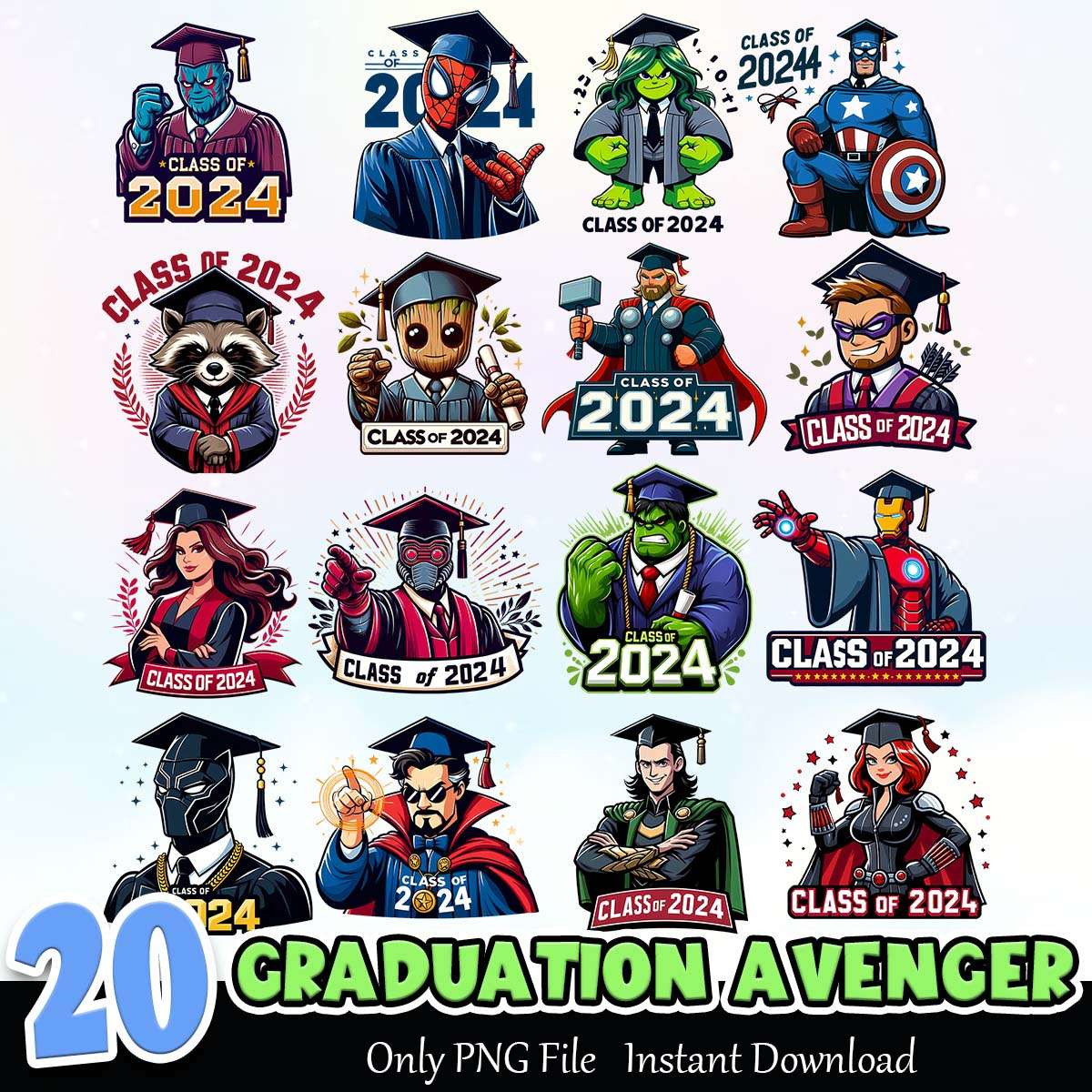 Graduation Avenger PNG Bundle Sublimation Instant Download – Printy Studio