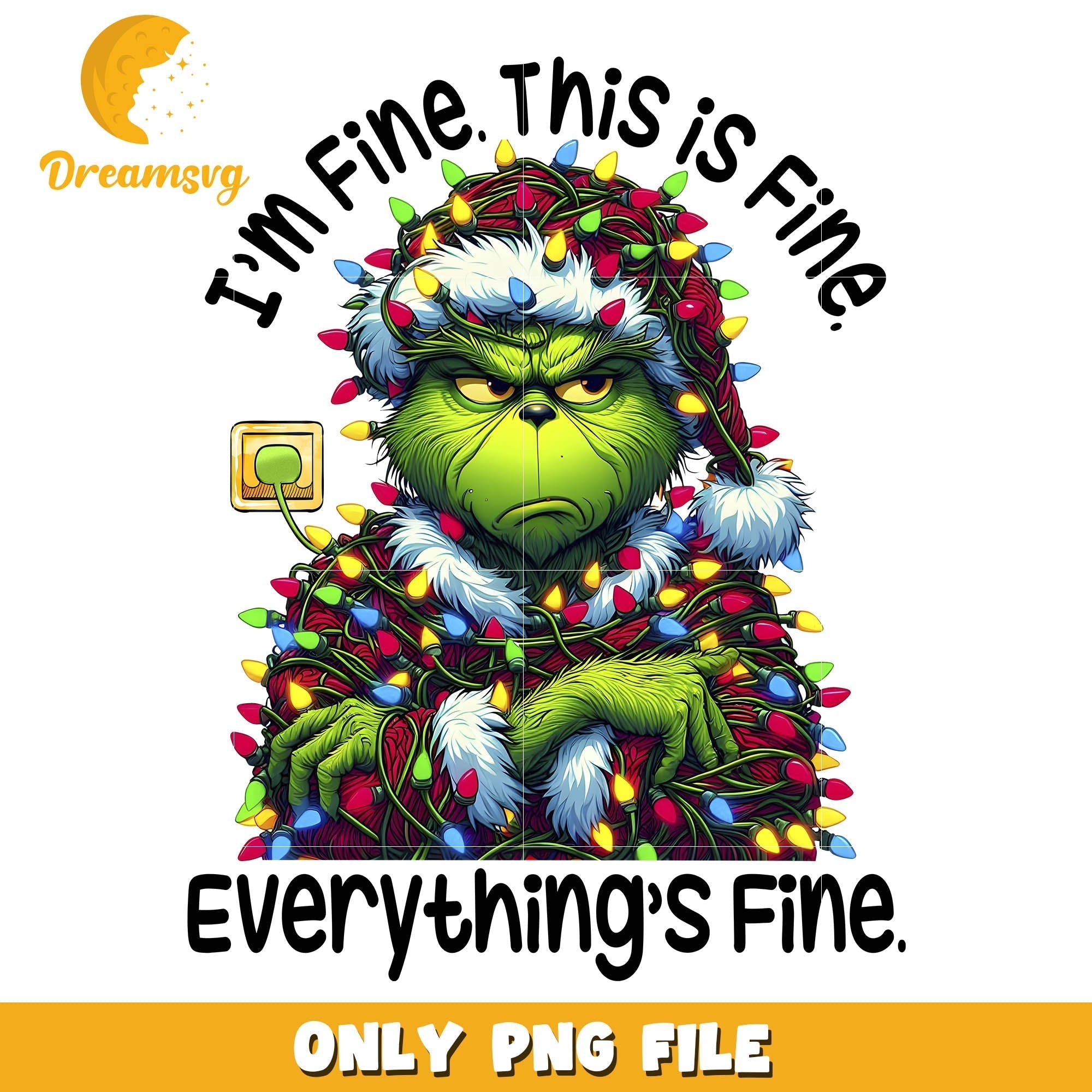 Grinch i'm fine that fine png, grinch christmas lights png