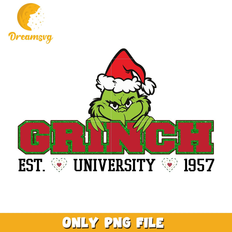 Grinch santa hat grinch university est 1957 png, grinch png