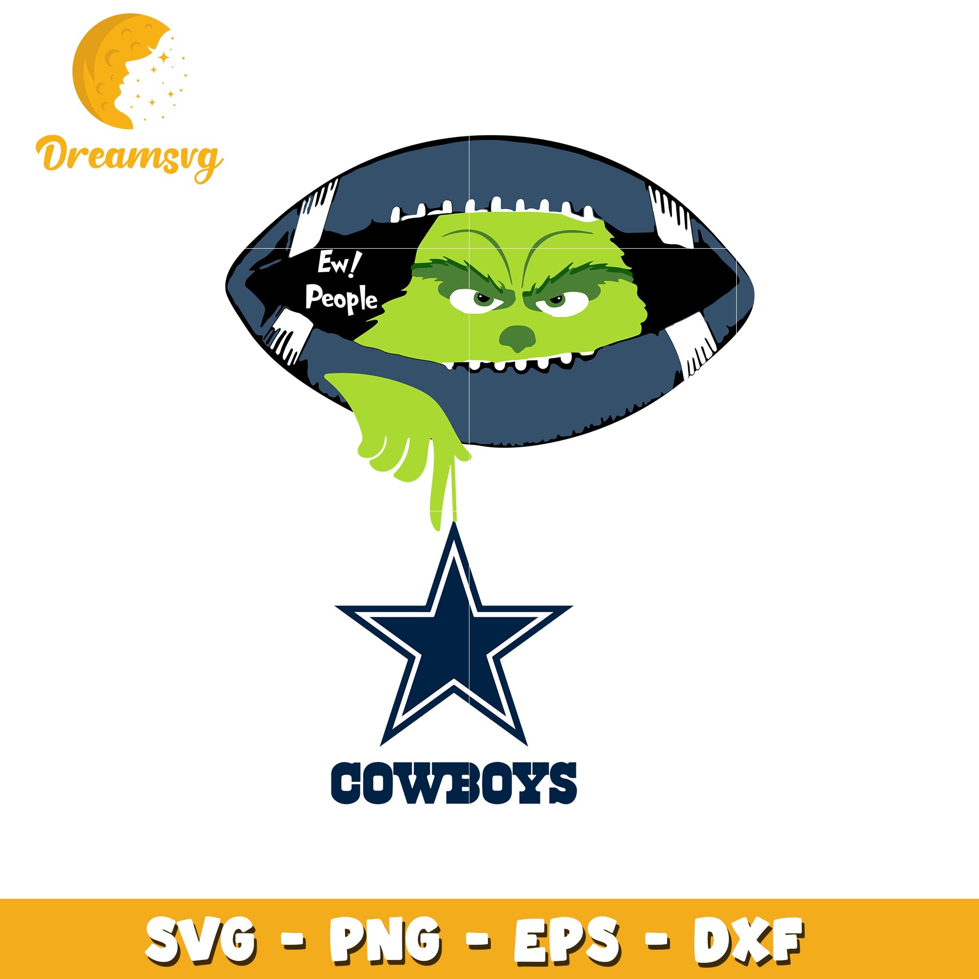 Grinch ew people dalas cowboys svg, rugby ball svg, dalas cowboys svg