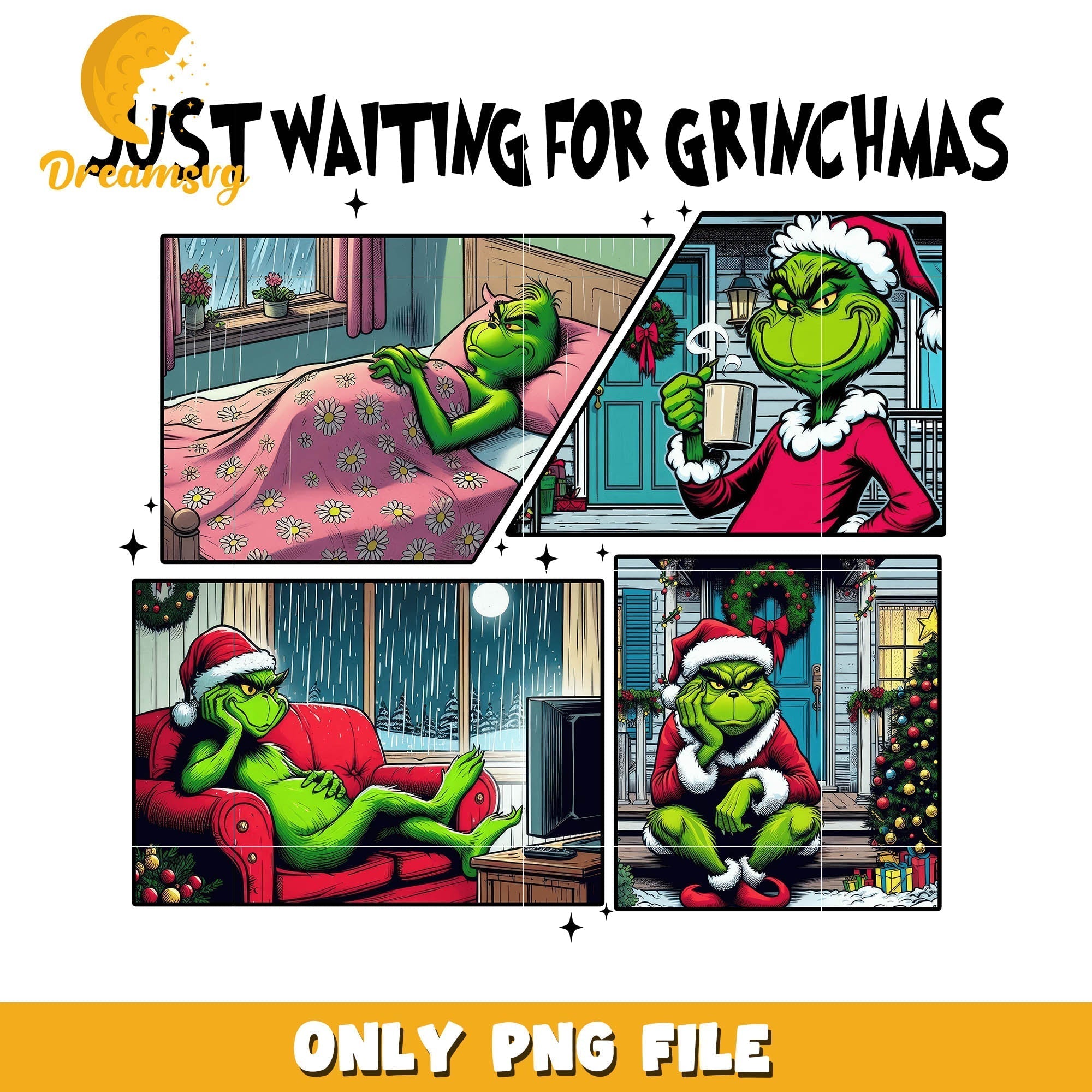 Grinch house waiting christmas png, the grinch who stole christmas mov
