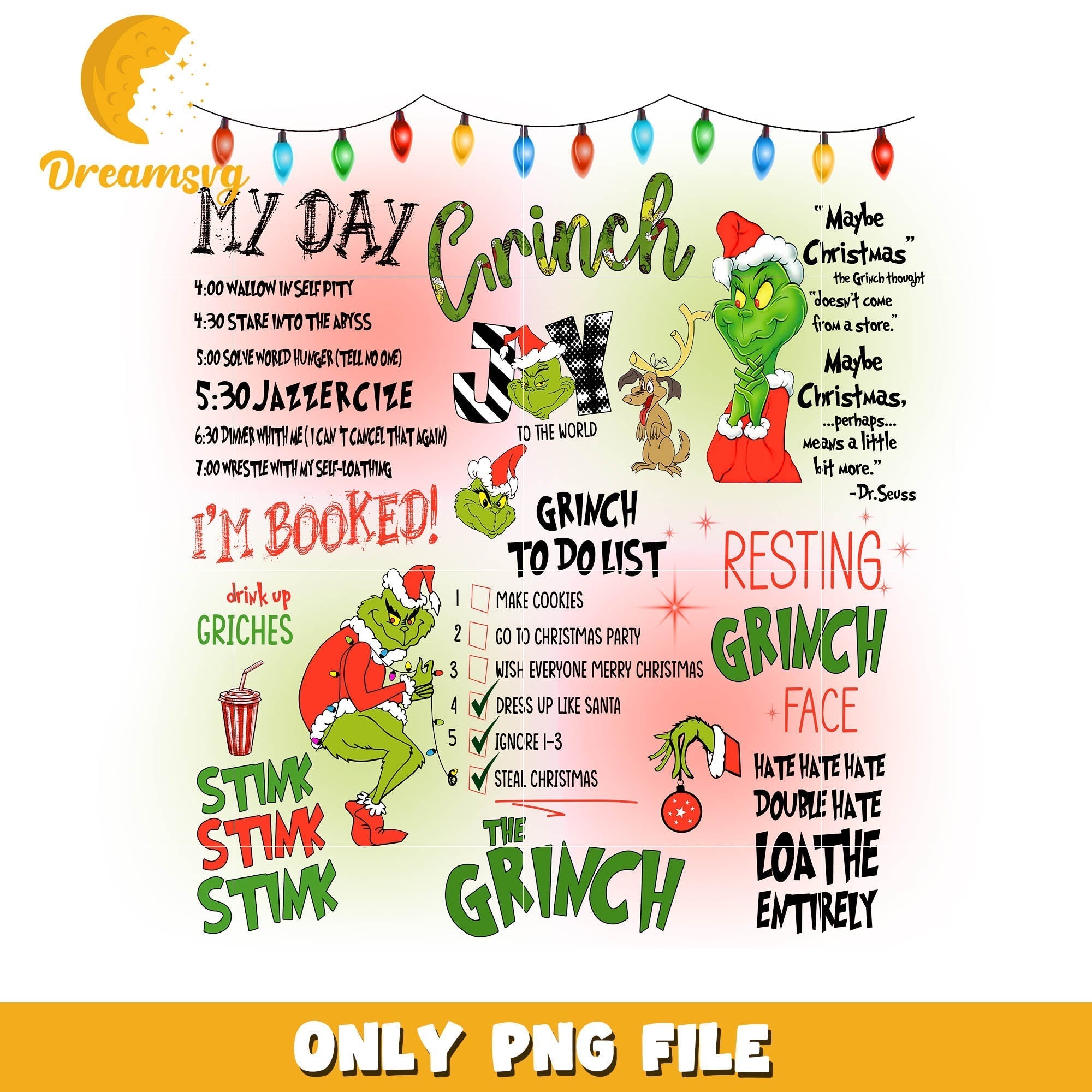 Grinch i'm booked my day png, grinch characters png, to do list png
