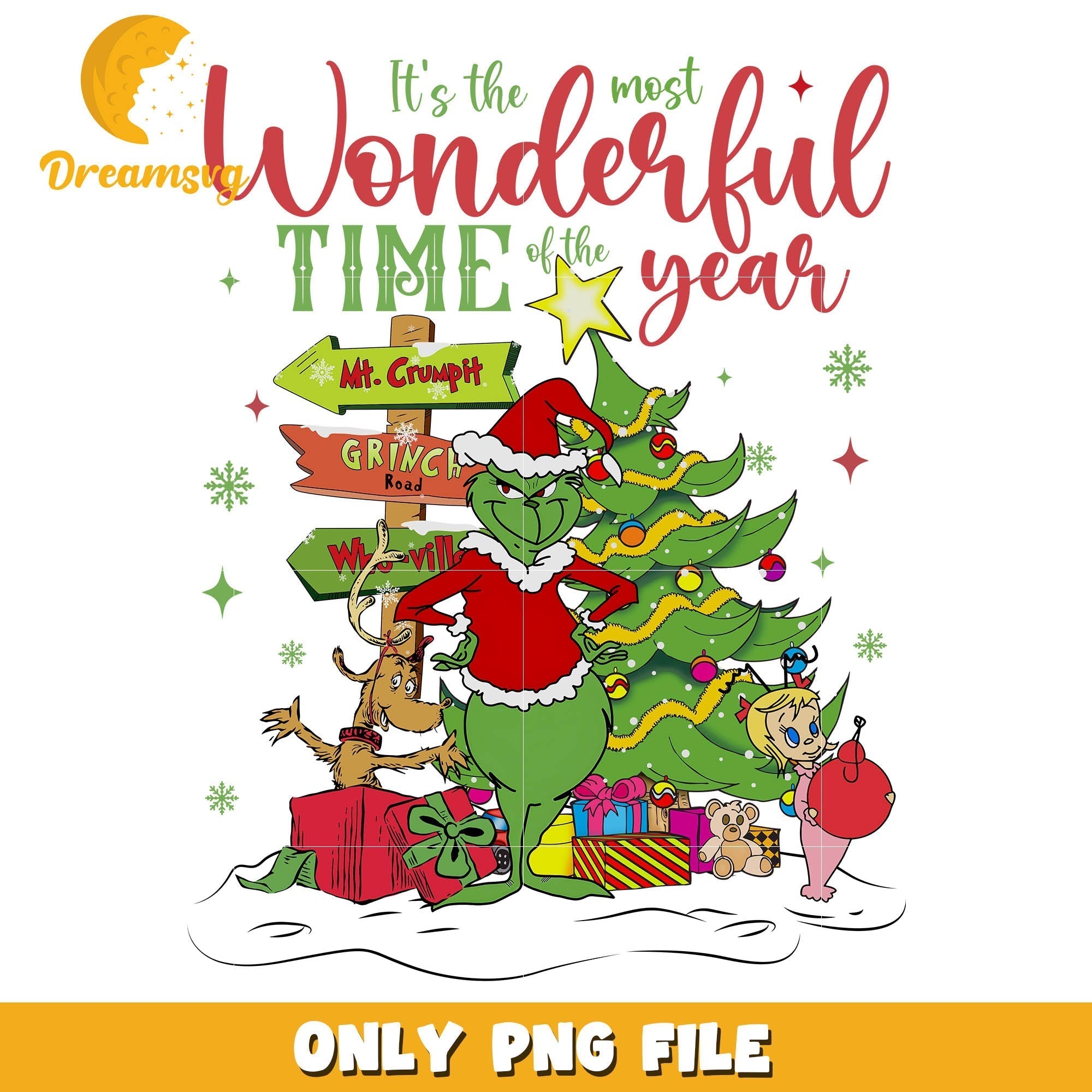 Grinch it's the most wonderful time of the year png, grinch road sign