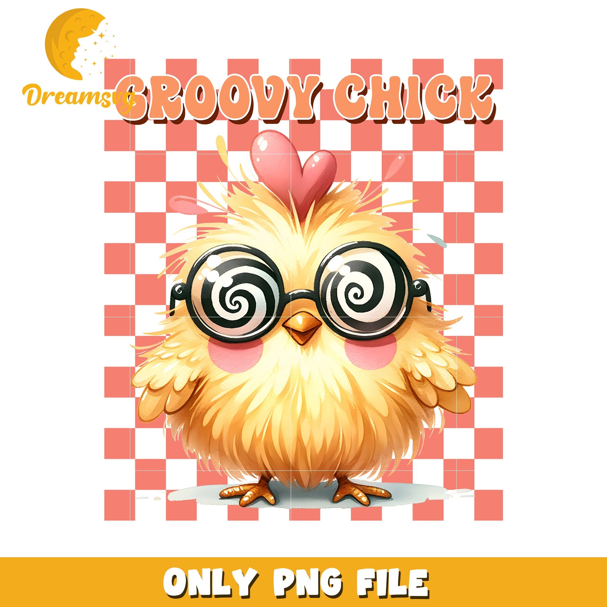 Groovy Chick PNG Cute Fuzzy Chicken Illustration