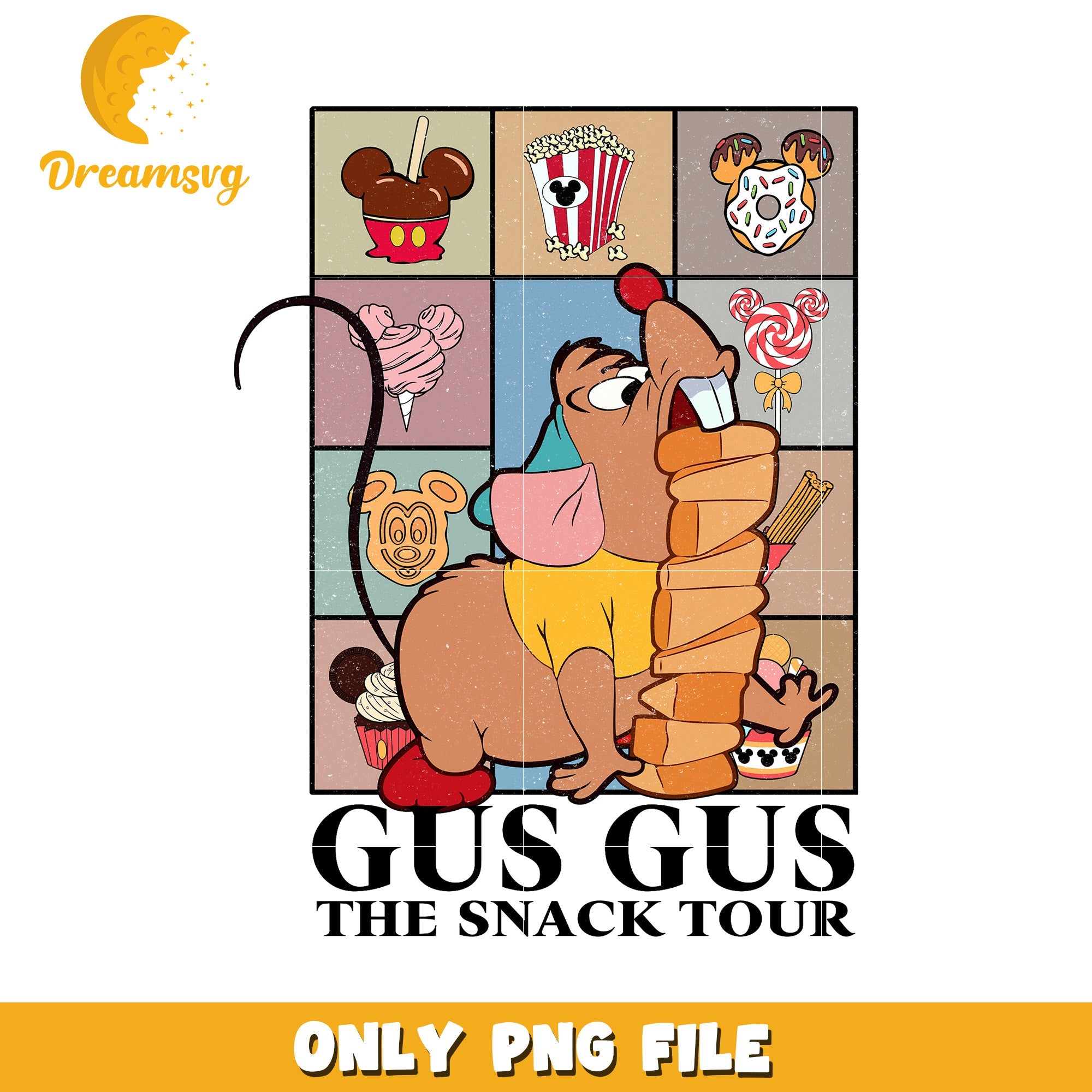 Gus Gus Snack Tour PNG File Fun Character Art Design