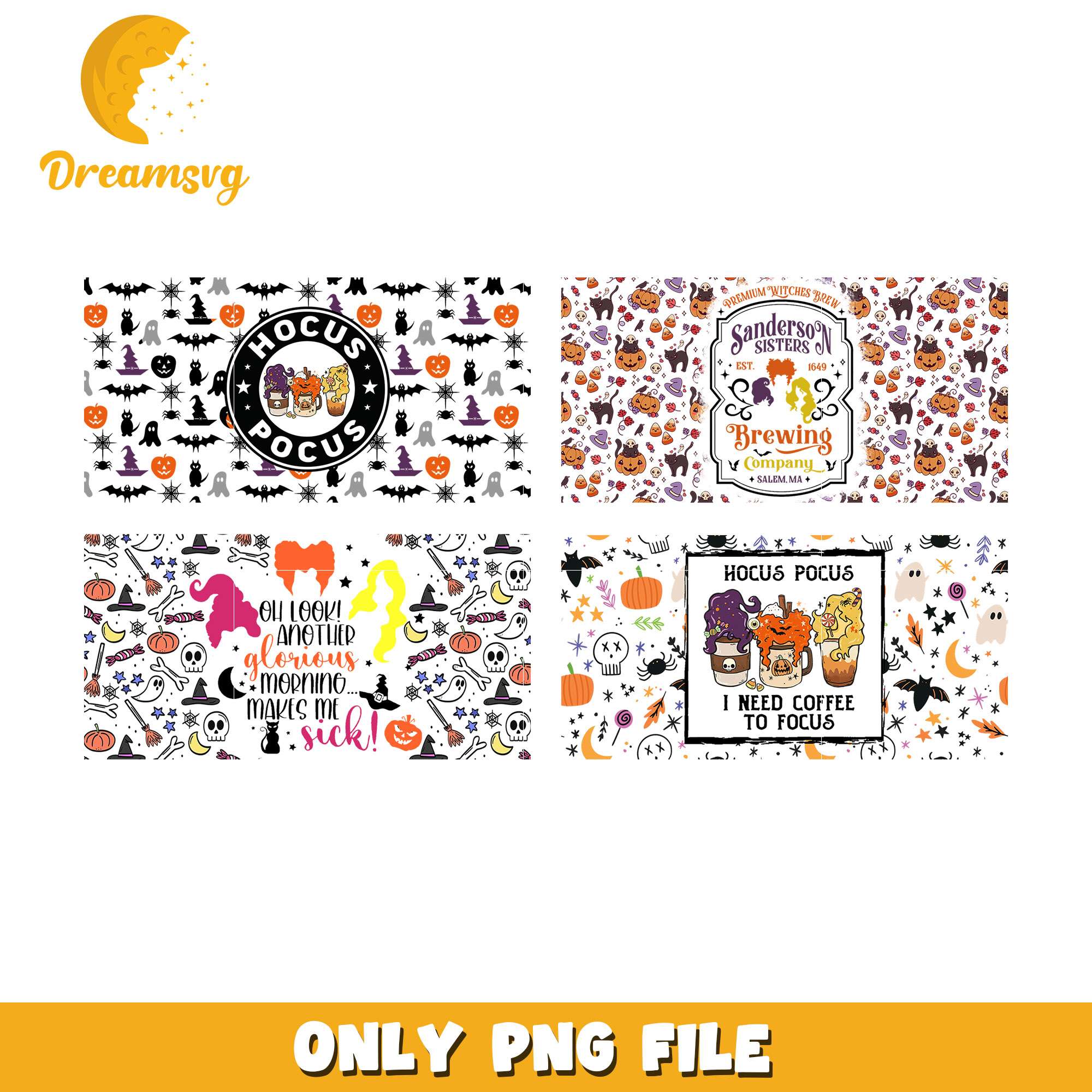 Hocus pocus glass can halloween bundle png, hocus pocus logo png