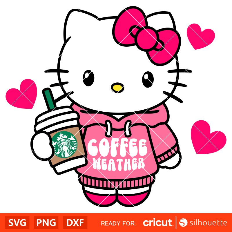 Hello Kitty Coffee Weather Svg, Starbucks Svg, Sanrio Svg, Kawaii Svg,
