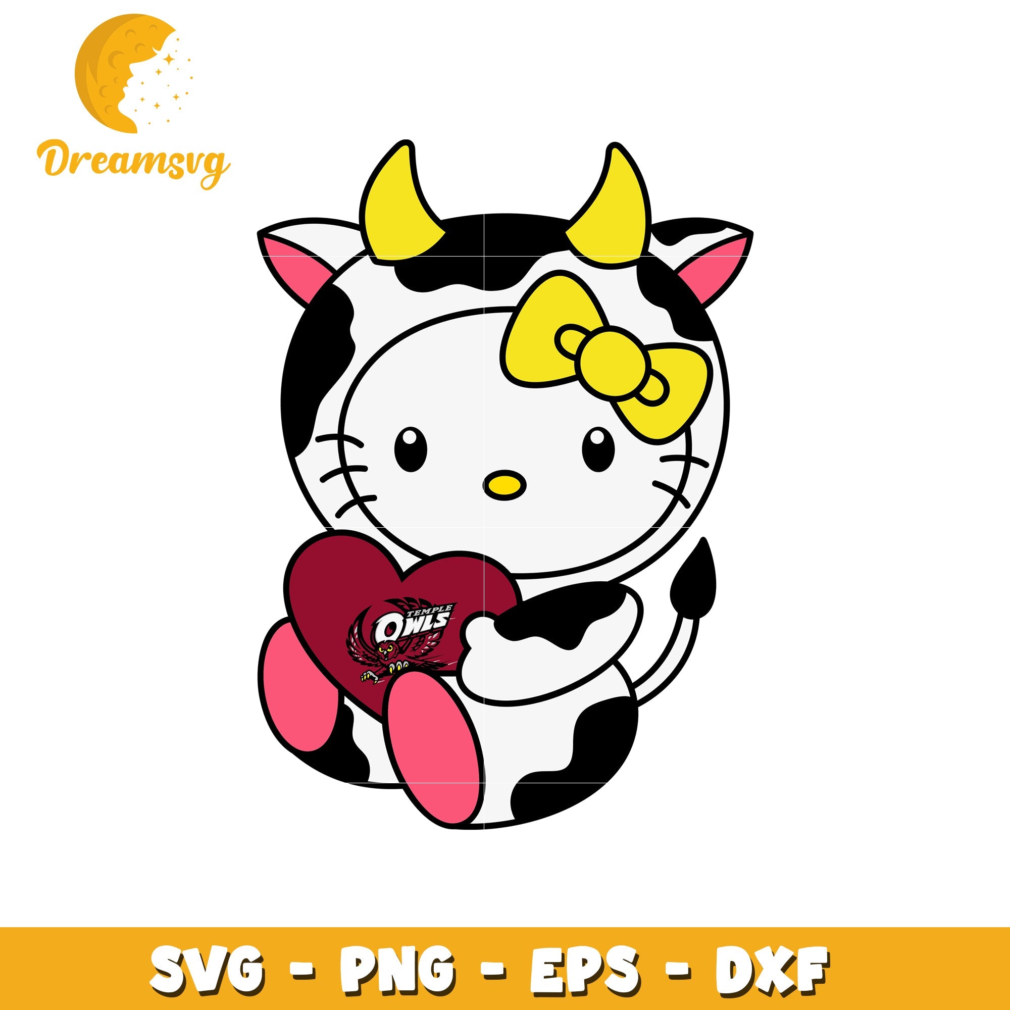 Hello Kitty Cow SVG Temple Owls Design – Printy Studio