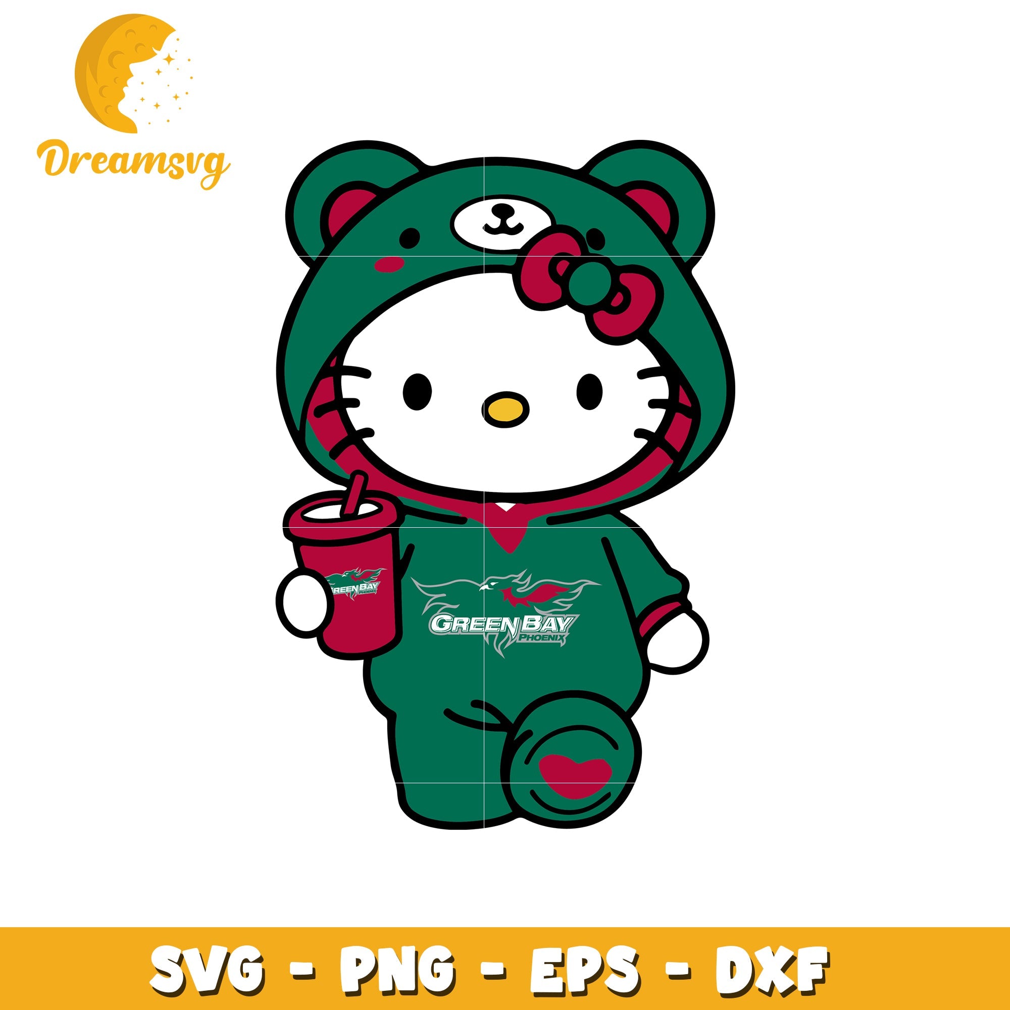Hello Kitty Green Bay Phoenix SVG